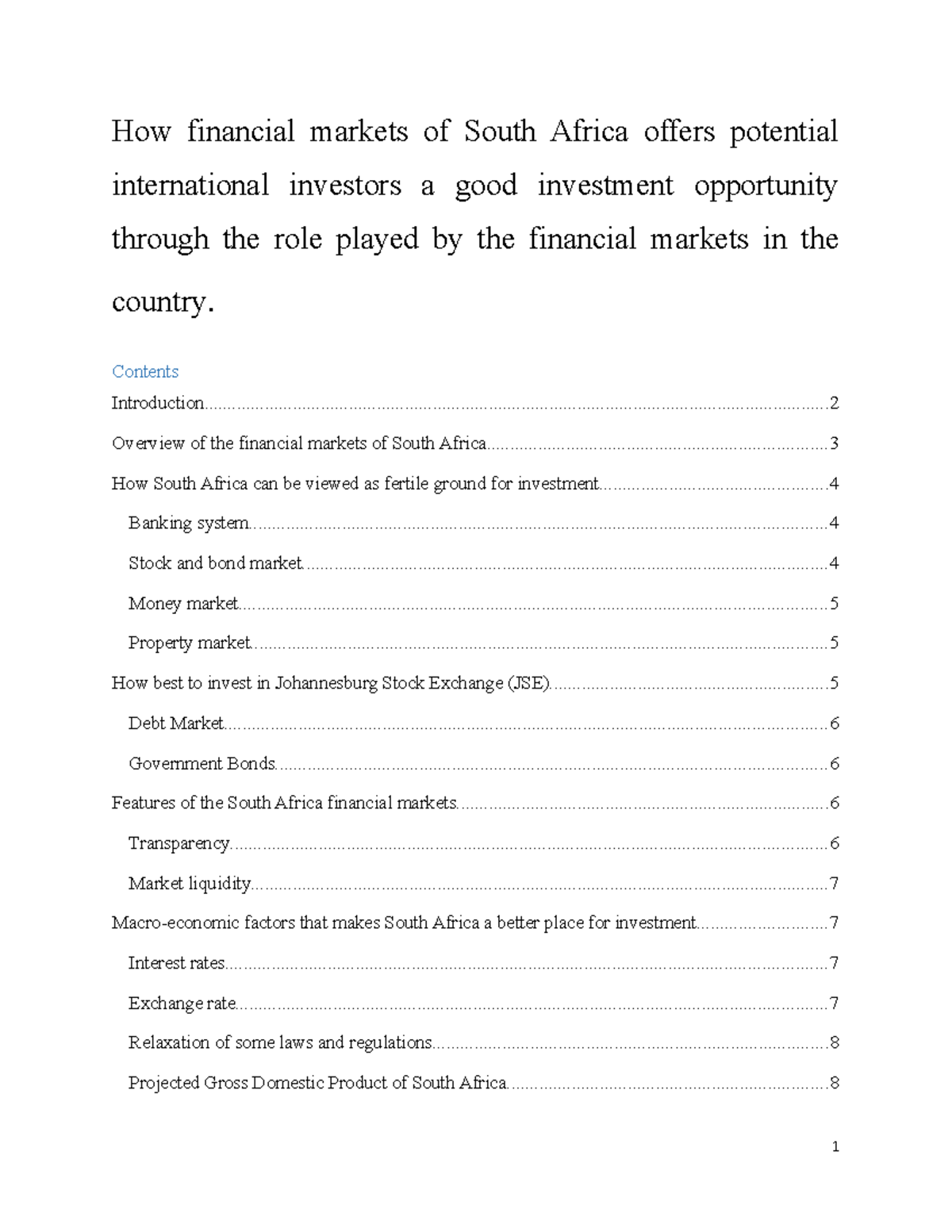 Investment - How financial markets of South Africa offers potential ...