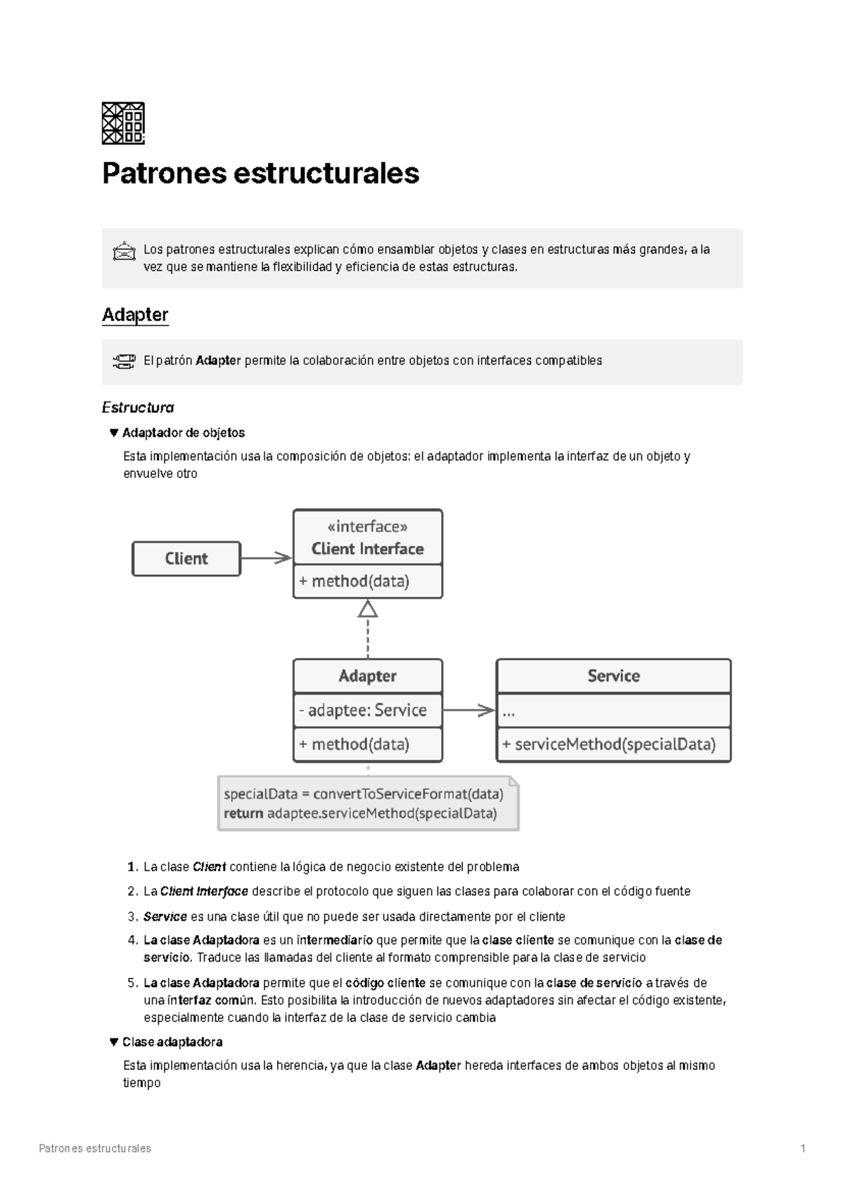 PatronesEstructurales - Patrones estructurales Los patrones estructurales explican cómo ...