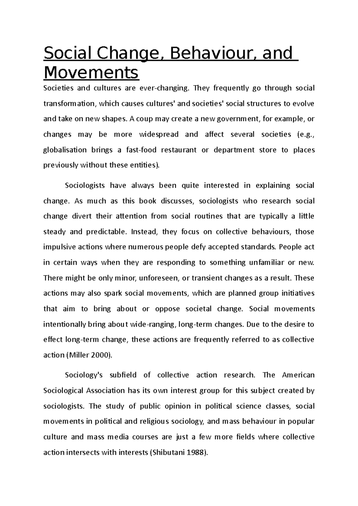 Social Change, Behaviour, and Movements - Social Change, Behaviour, and ...