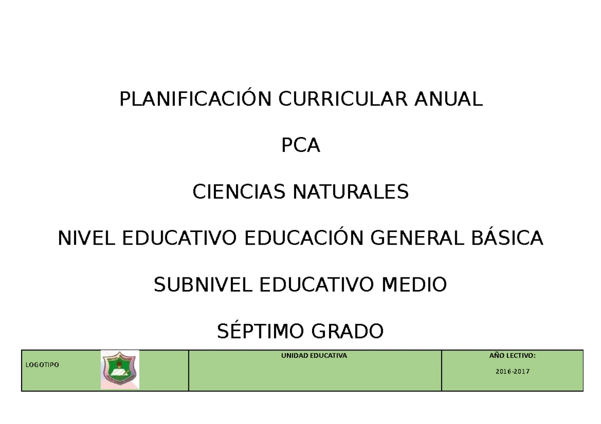 PCA Séptimo Estudios Sociales - PLANIFICACIÓN CURRICULAR ANUAL PCA ESTUDIOS SOCIALES NIVEL ...