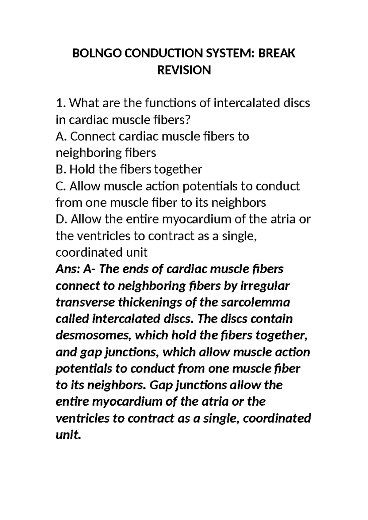 Conduction System AND Cardiac Cycle - BOLNGO CONDUCTION SYSTEM: BREAK ...