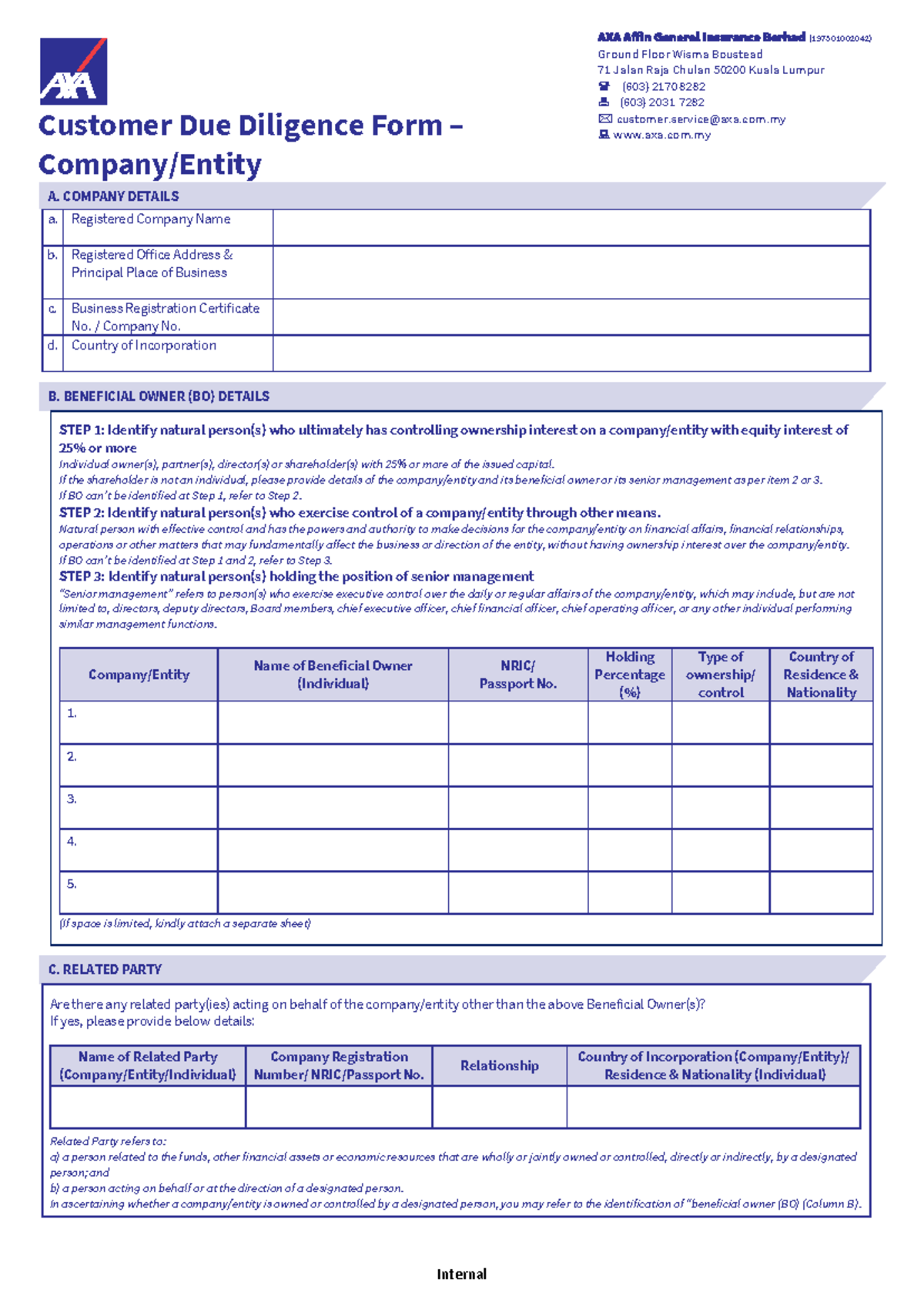 CDD Company Entity Form (January 2022) - Internal Customer Due ...