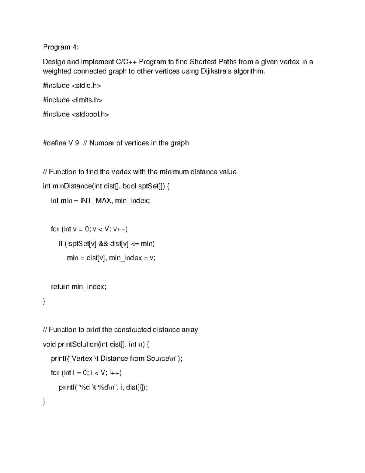 ADA Lab P4 - Lab program for 4th sem - Program 4: Design and implement C/C++ Program to find ...