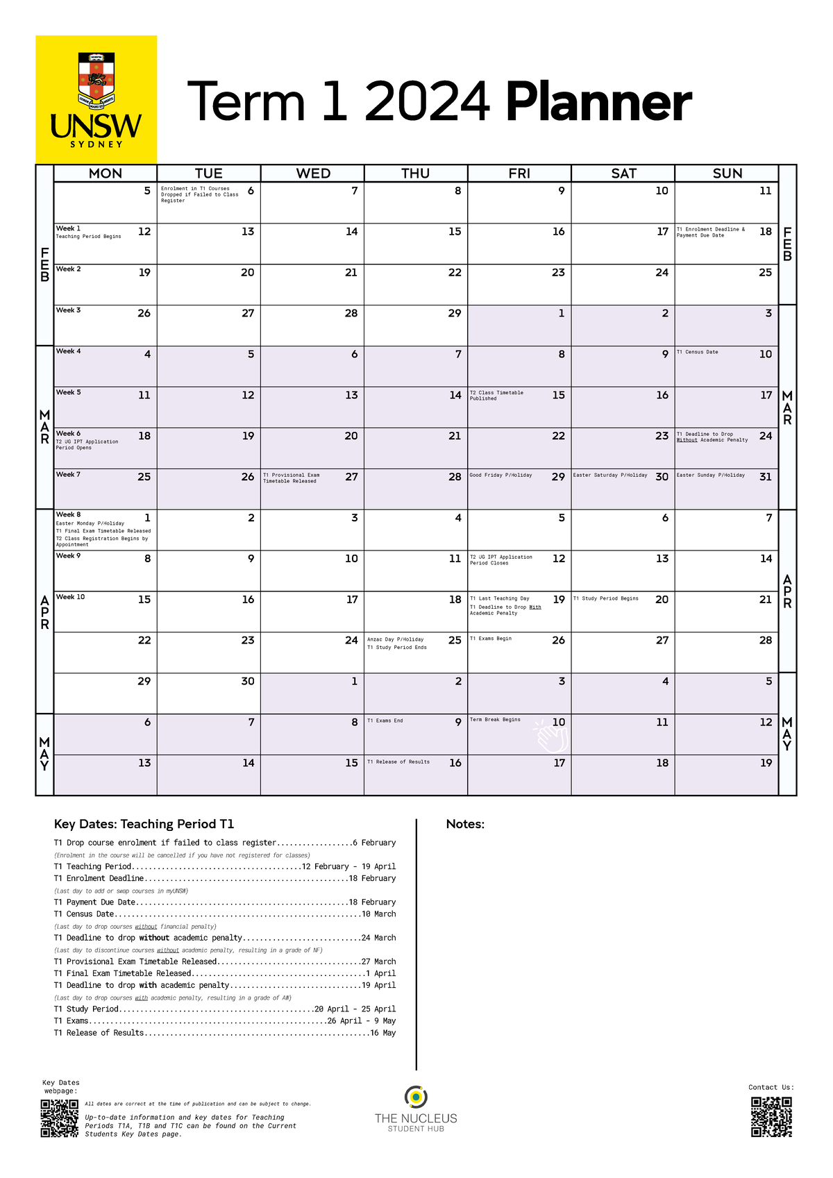 UNSW T1 2024 Planner 5 6 7 8 9 10 11 12 13 14 15 16 17 18 19 20 21 22