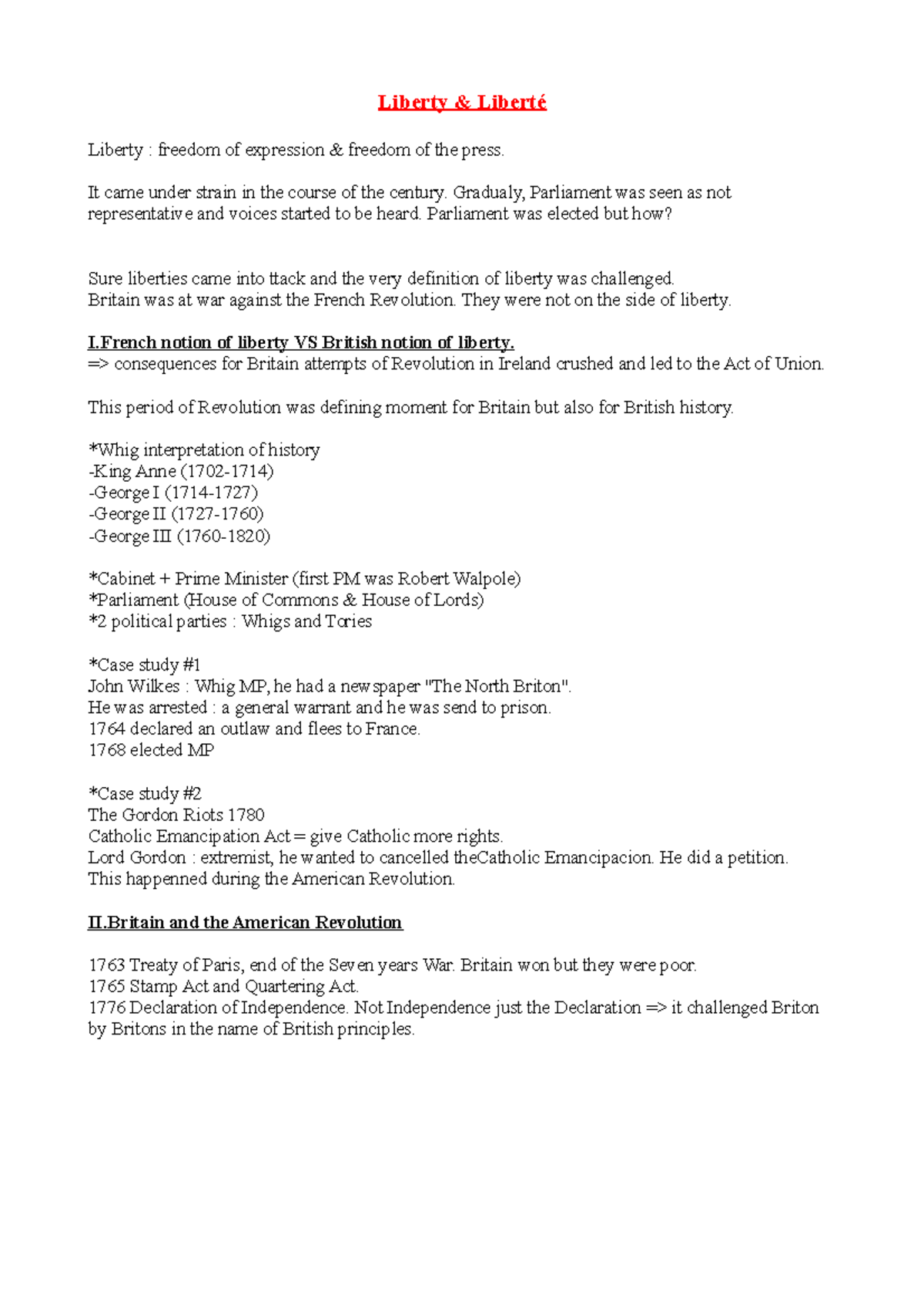 Liberty & liberté - Notes de cours 9 - Liberty & Liberté Liberty ...