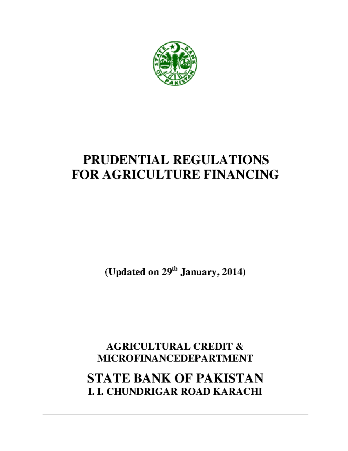 Prudential Regulations by SBP for Agriculture - PRUDENTIAL REGULATIONS ...
