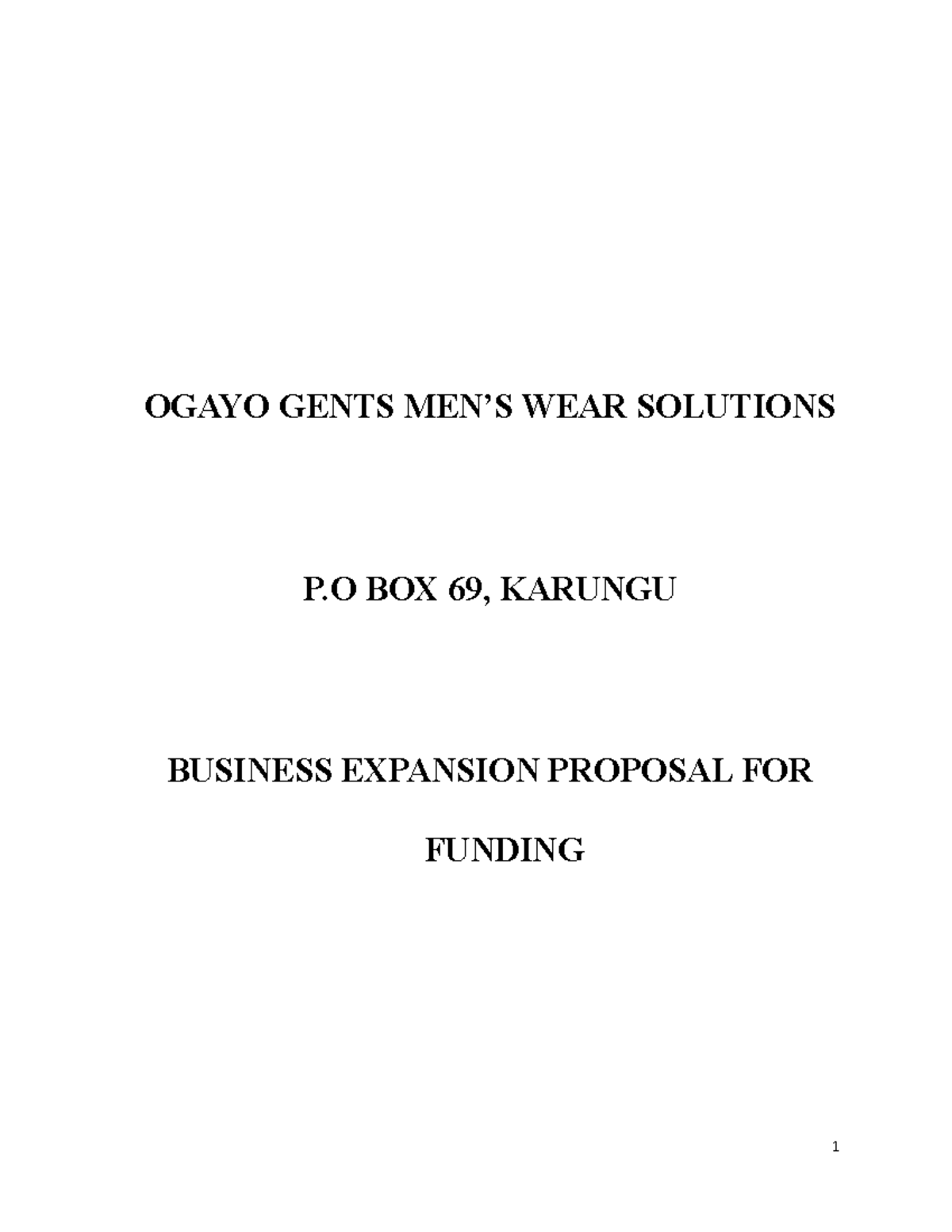 Ogayo Business Plan - A regular paper on normal coursework - OGAYO ...