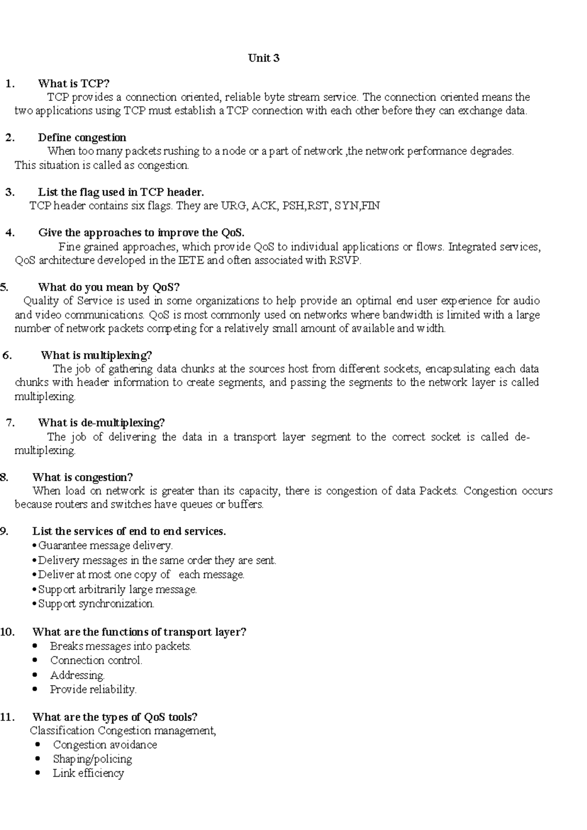 Unit 3 - Unit 3 What is TCP? TCP provides a connection oriented ...