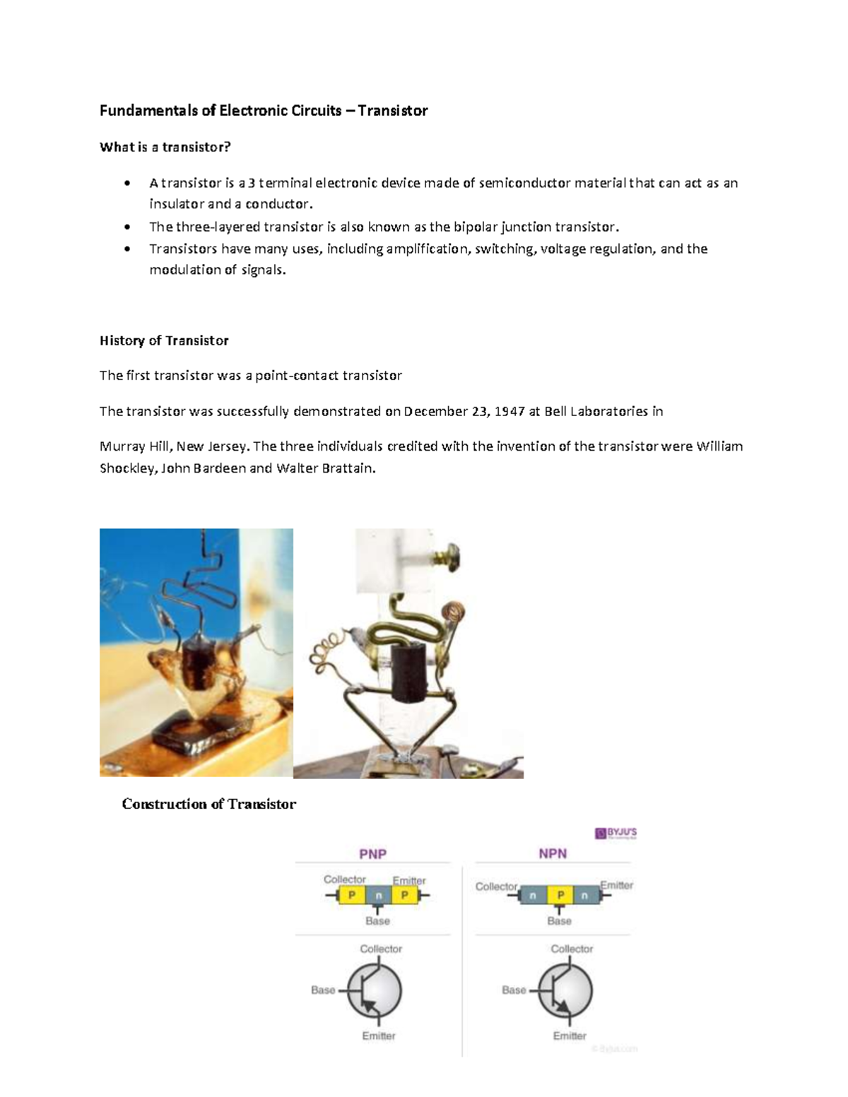 Fundamentals of Electronic Circuits – Transistor - Fundamentals of ...