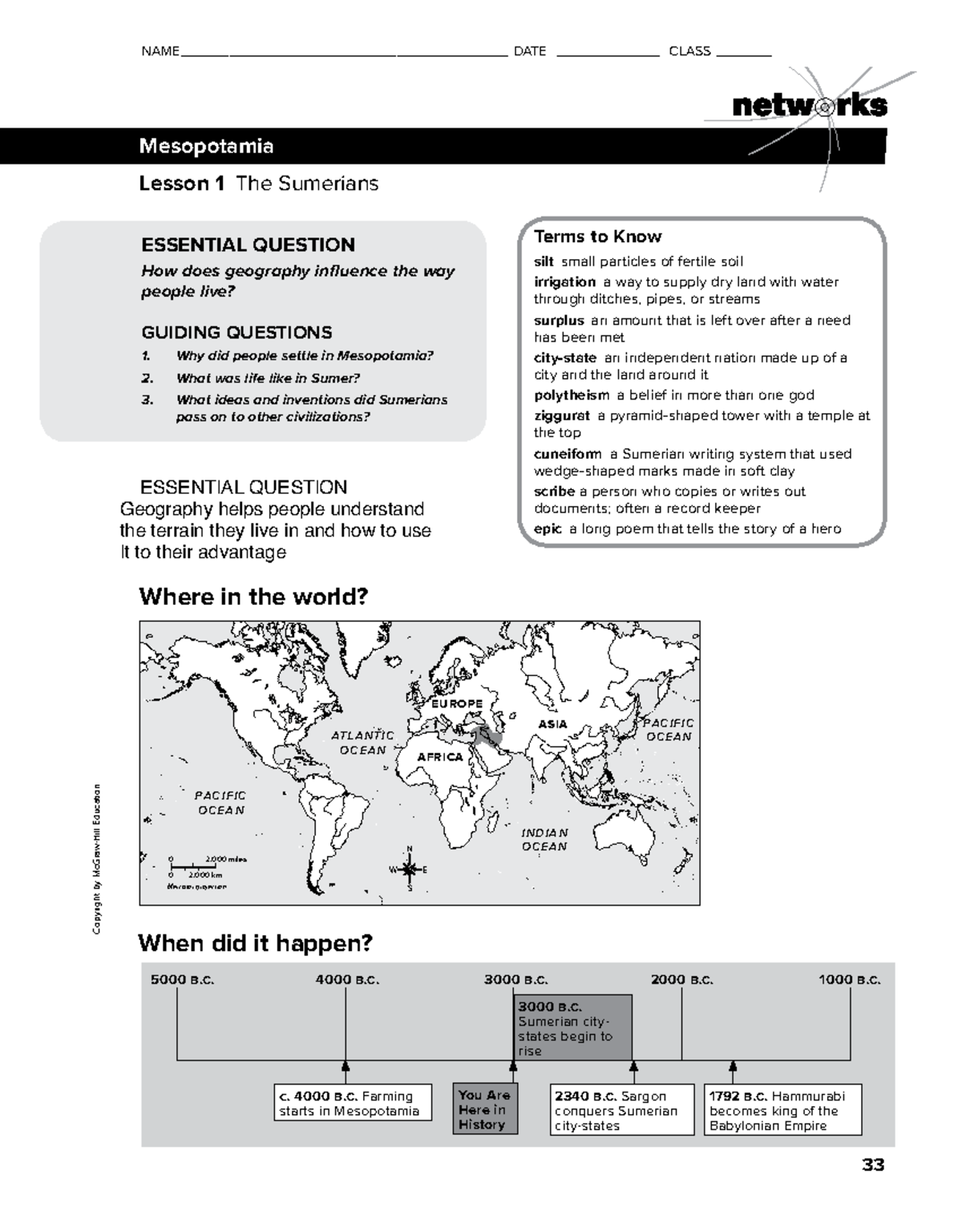 Mesopotamia - Mesapotamia - Copyright by McGraw-Hill Education ...