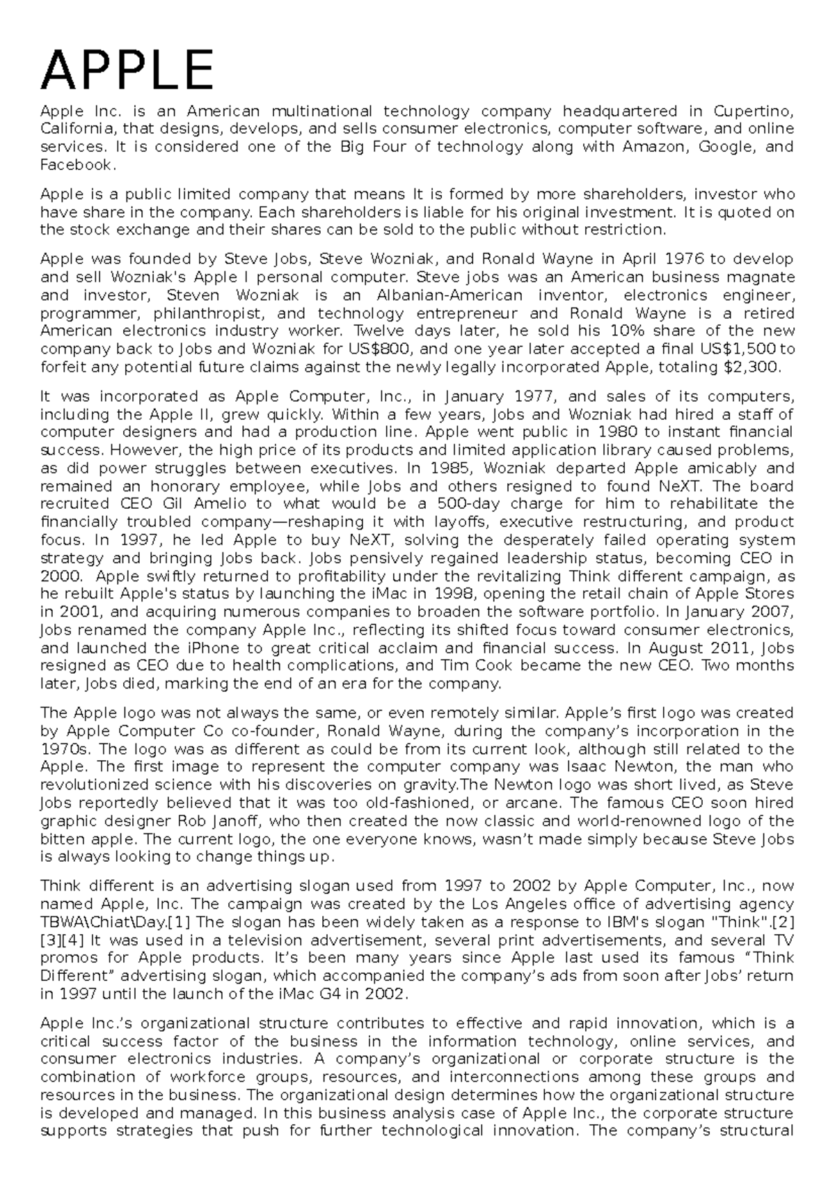 Apple - Voto: 9 - APPLE Apple Inc. is an American multinational ...