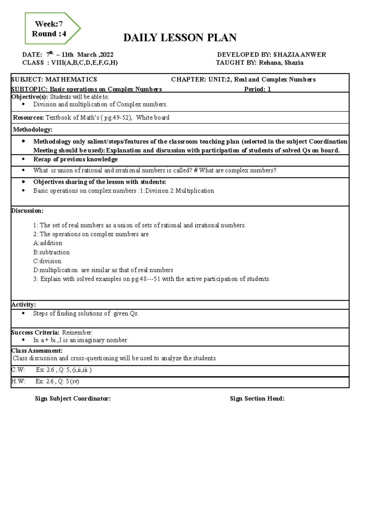 Round 3, Week 11 - DAILY LESSON PLAN DATE: 7th – 11th March ,2022 ...