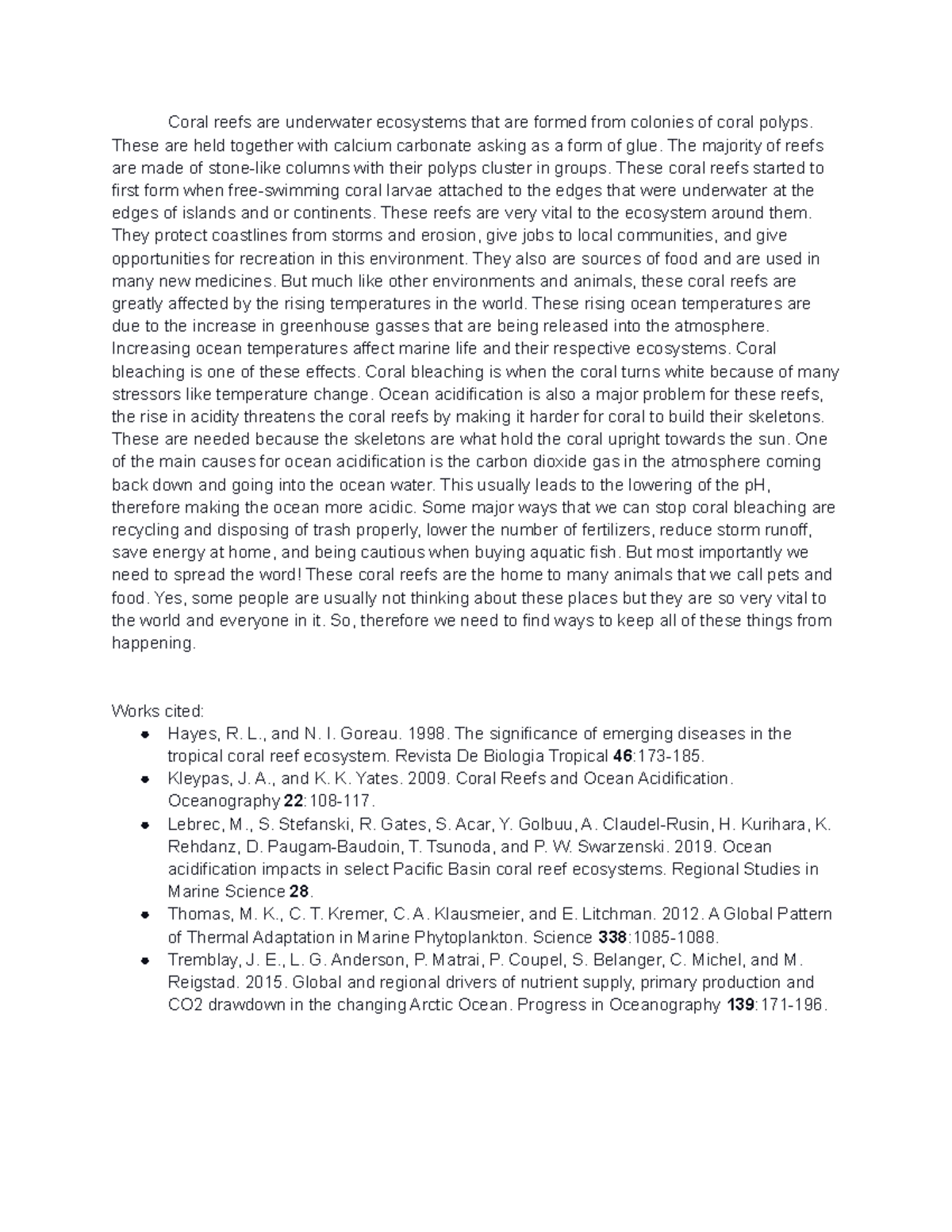 BIO 155 Coral Reef Article - Coral reefs are underwater ecosystems that ...