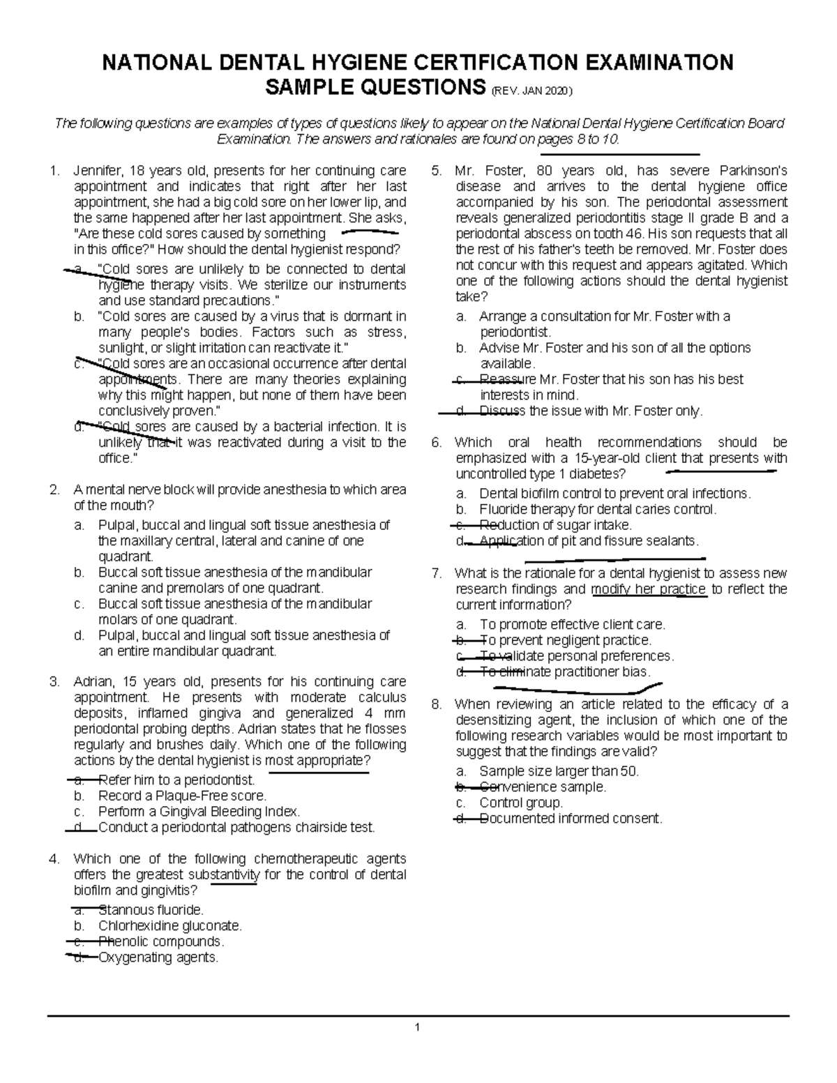 5 Ndhce Sample 50 questions 2018 - NATIONAL DENTAL HYGIENE ...