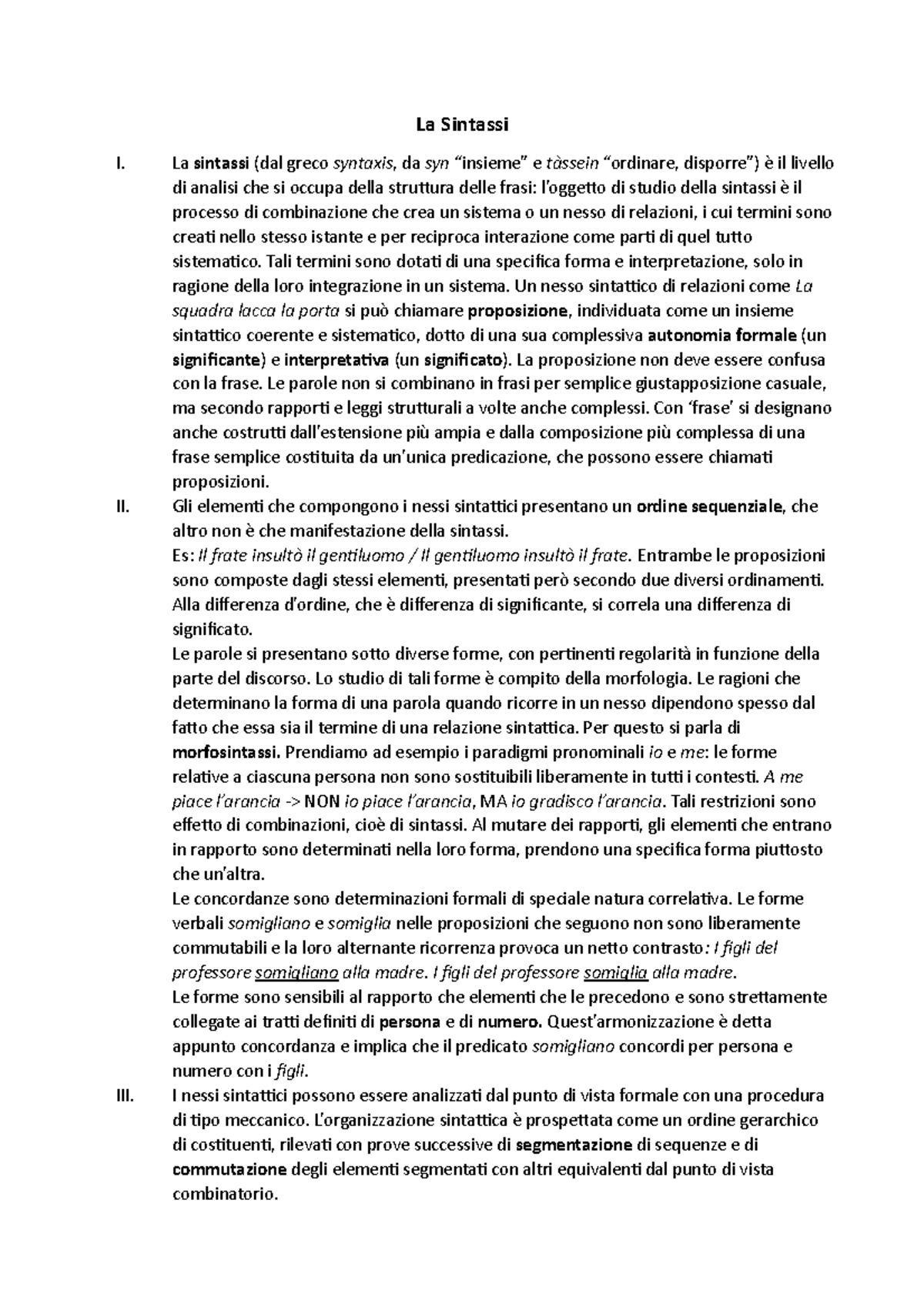 Compendio di sintassi italiana - La Sintassi I. La sintassi (dal greco ...