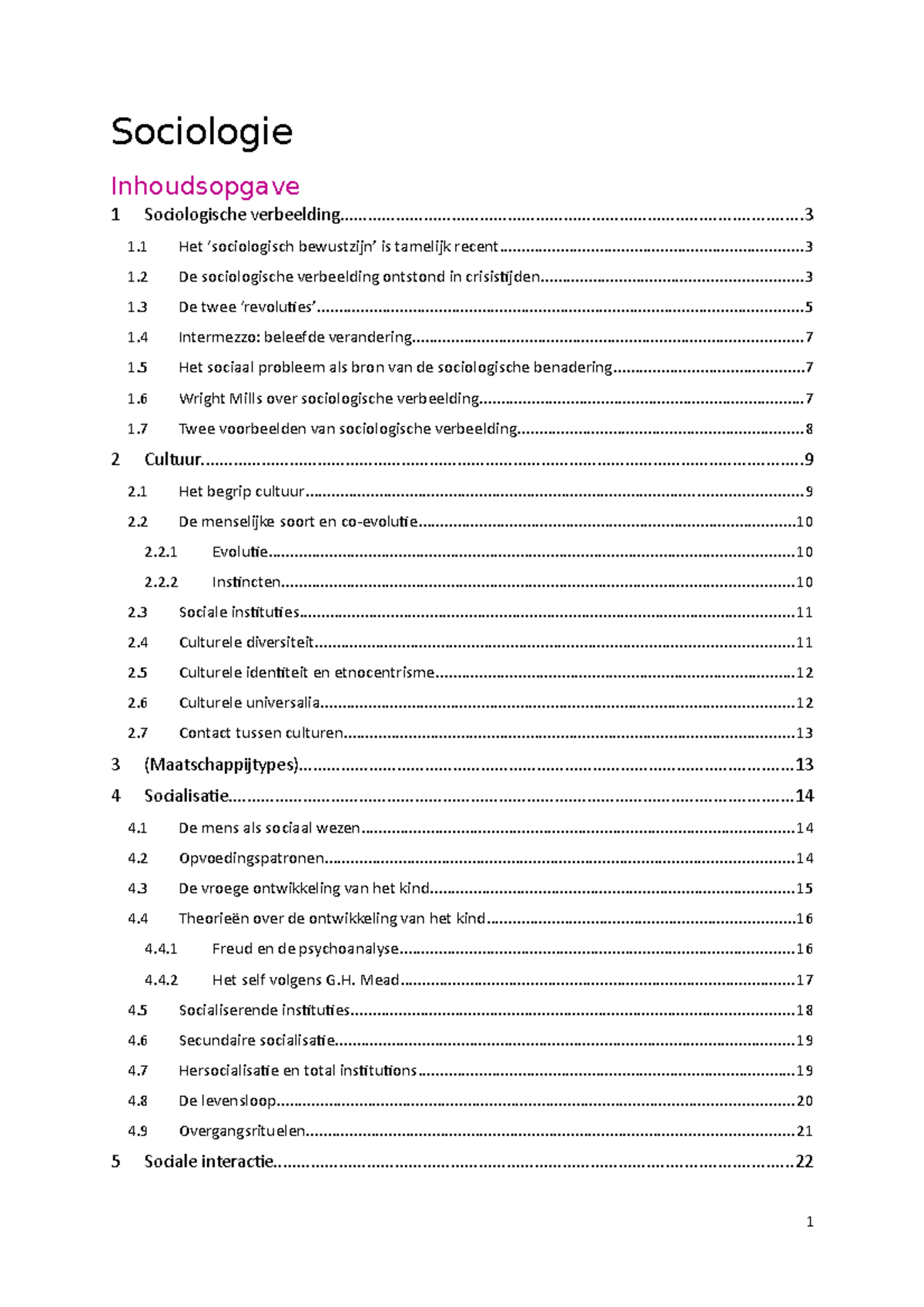Sociologie - samenvatting lessen Walter Weyns + eigen notities ...
