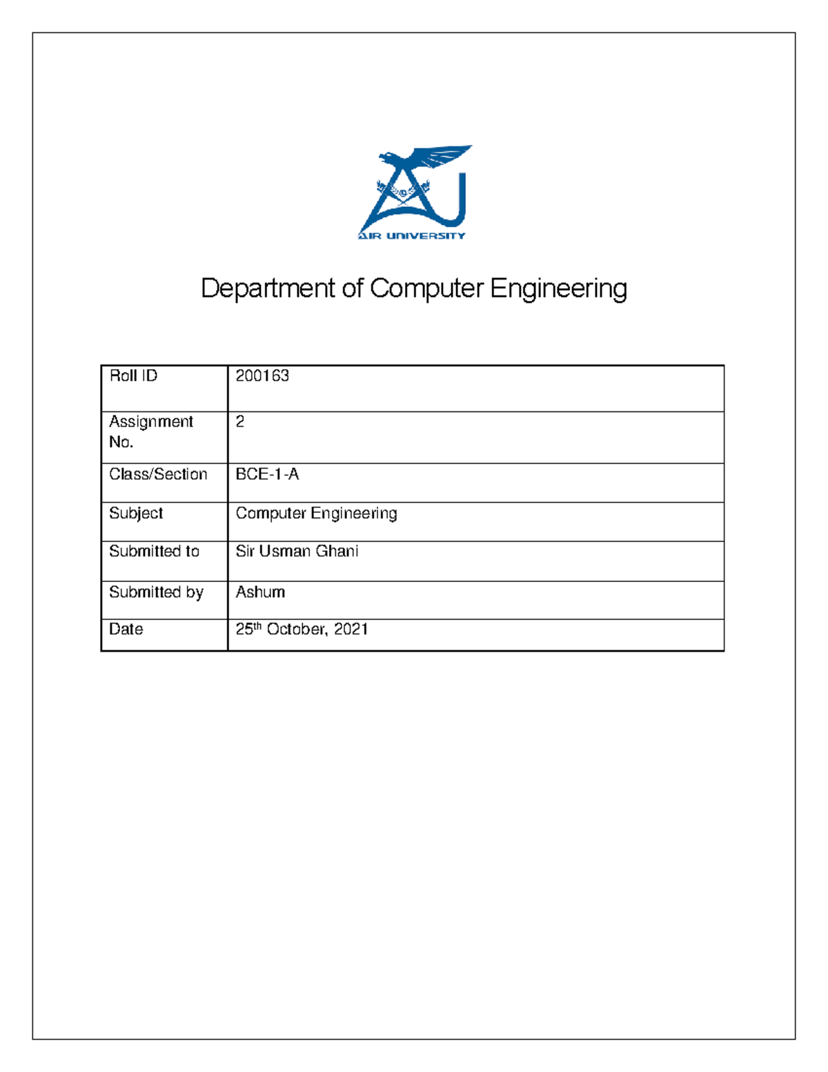 assignment 12 and practicles - Department of Computer Engineering Roll ...