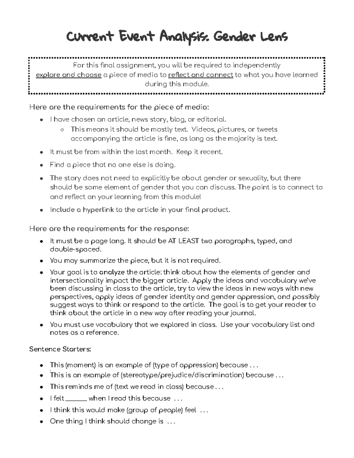 Student Template Current Event Analysis - Current Event Analysis ...