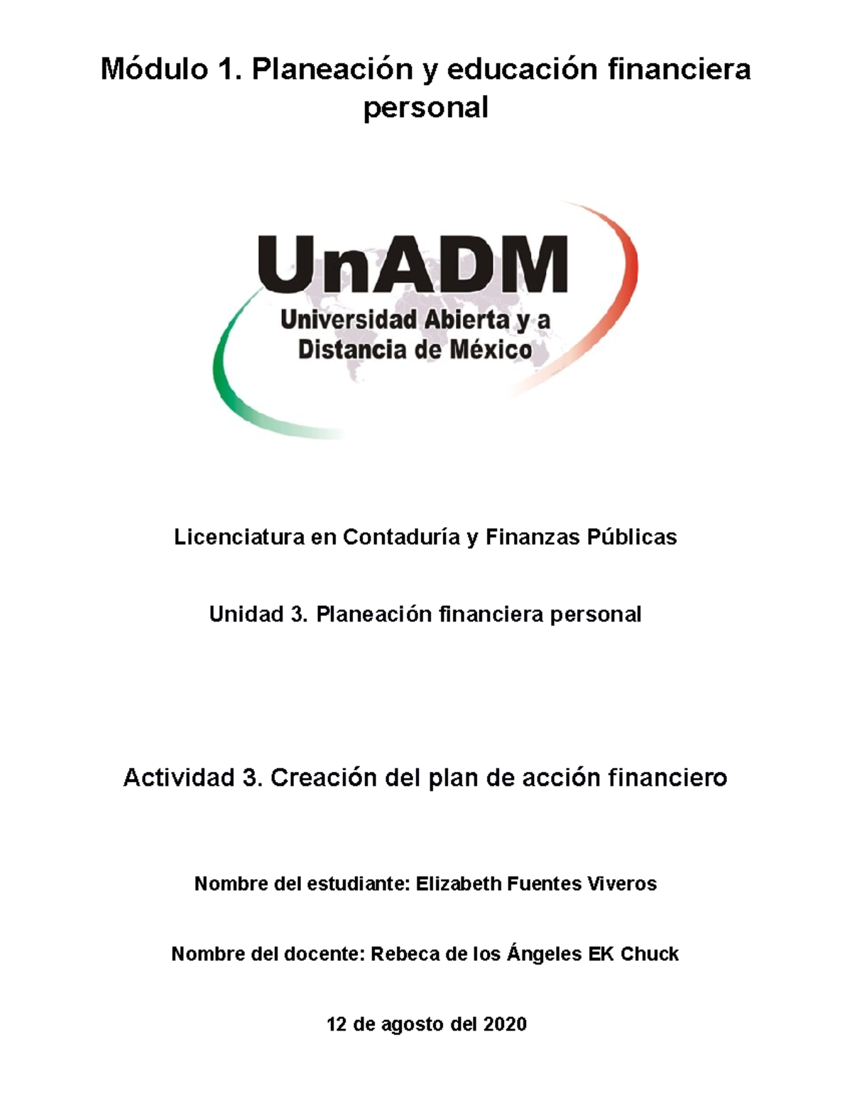 M1 U3 A3 EFV Planfinanciero - Módulo 1. Planeación y educación ...