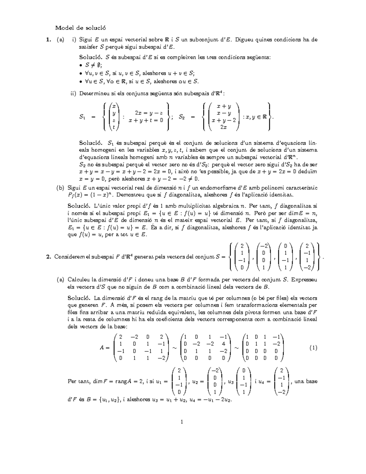 Solucio fal qt20 - dasd - Model de soluci ́o (a) i) Sigui E un espai ...