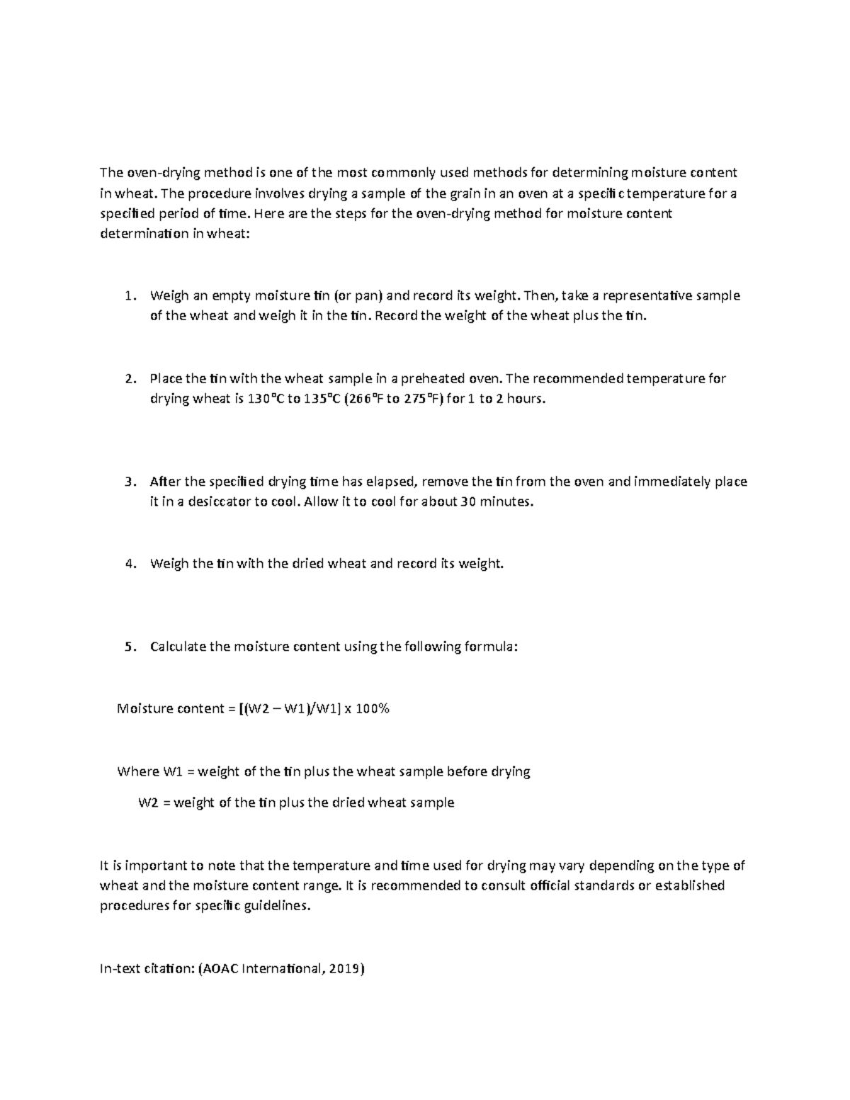 Analysis Procedure - The oven-drying method is one of the most commonly ...