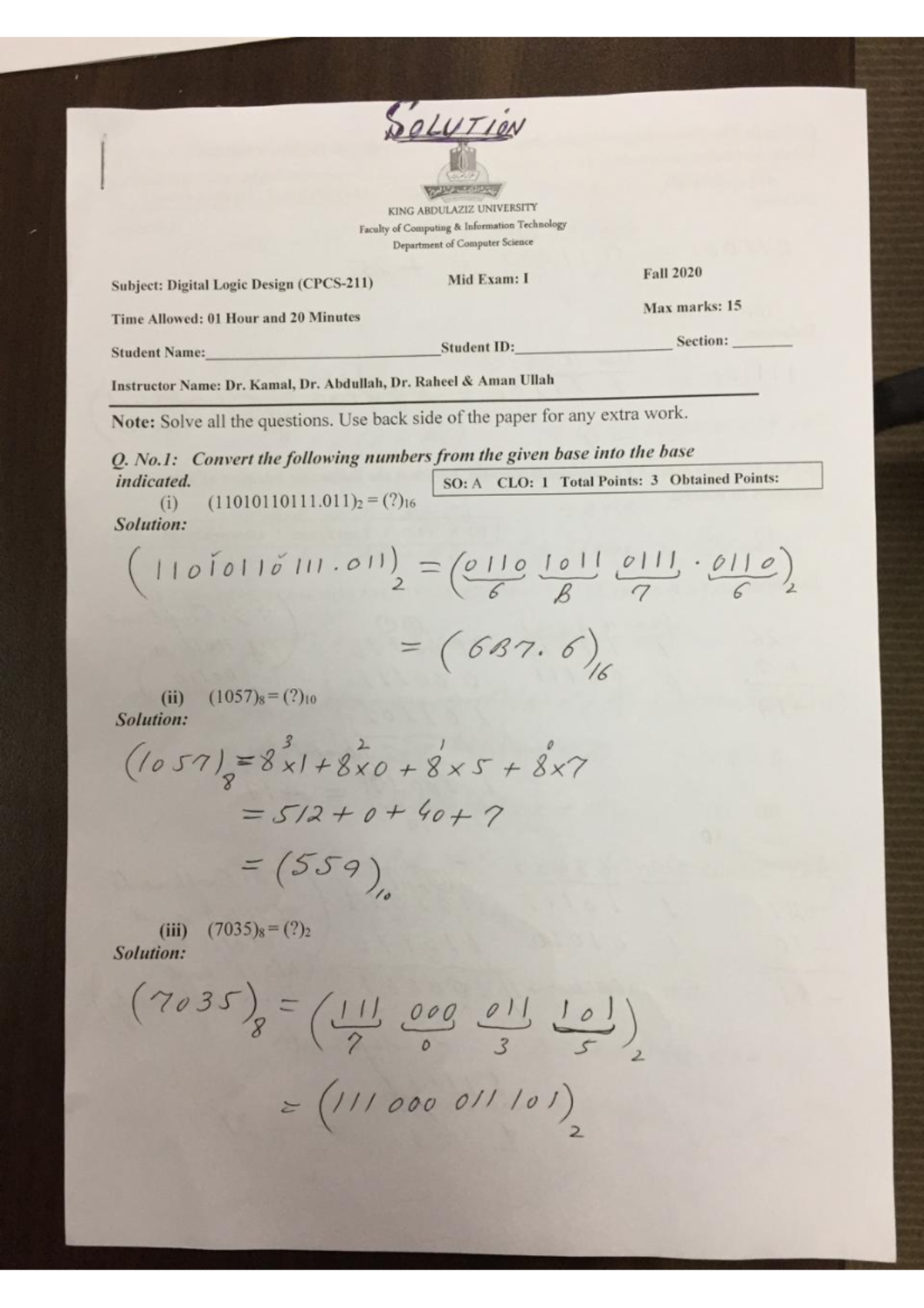 1st Exam - Digital Logic Design - Studocu