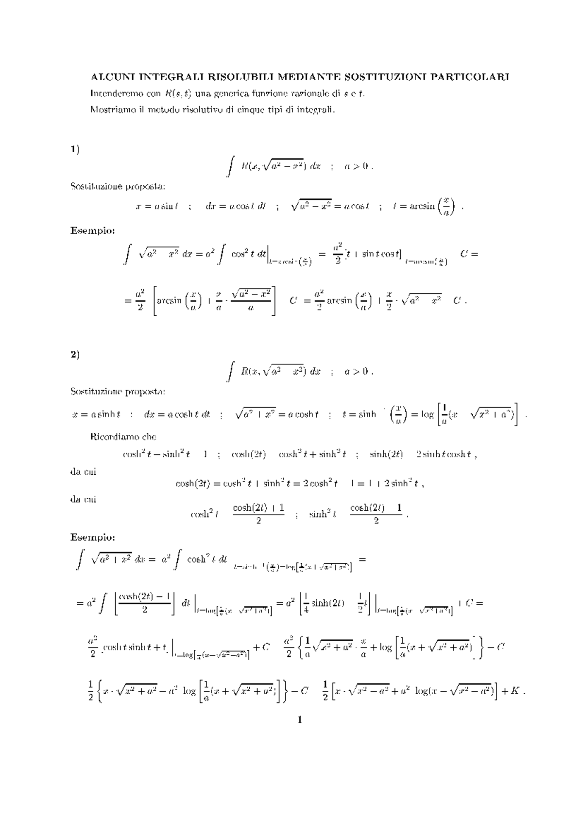 Scheda+19+integrali+con+sostituzioni+particolari+2+-+esercizi - ALCUNI ...