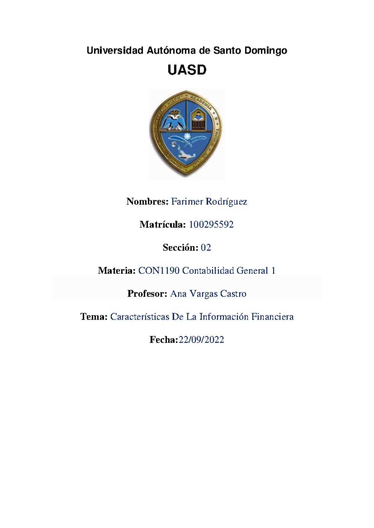 Catalogo DE Cuentas - Universidad Autónoma de Santo Domingo UASD ...