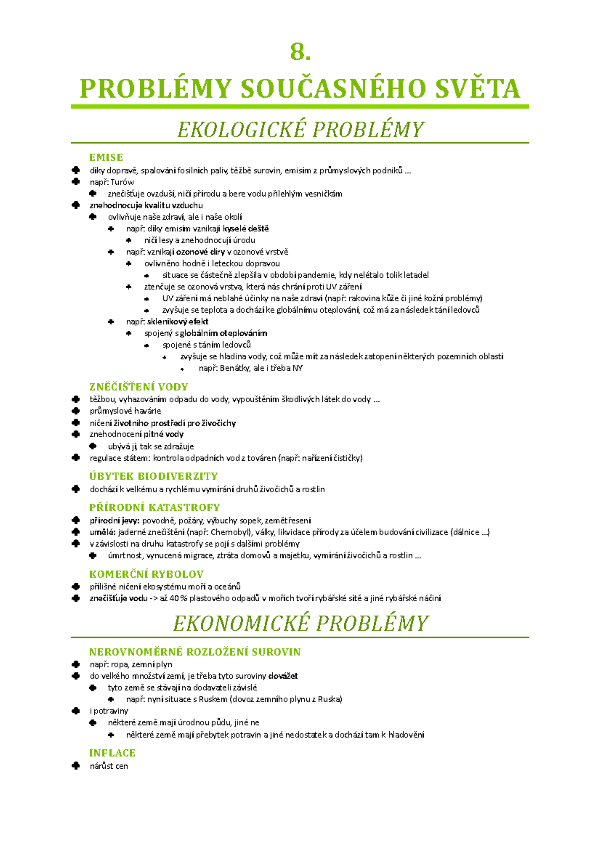 8. Problémy současného světa - 8. PROBLÉMY SOUČASNÉHO SVĚTA EKOLOGICKÉ ...