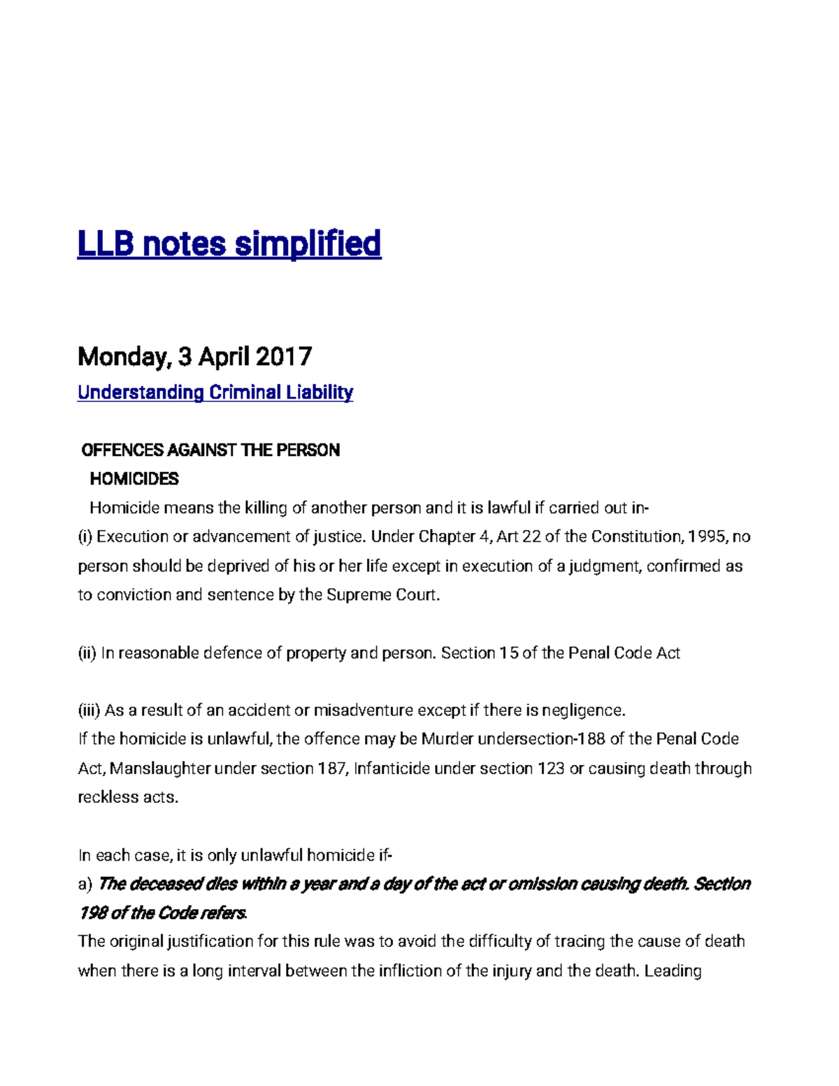 Criminal notes - LLB notes simplified Monday, 3 April 2017 ...