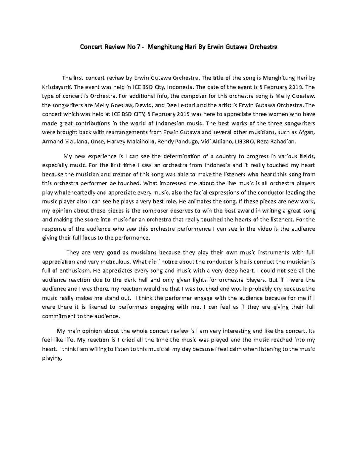 Concert Review Sept-Dec2020 - Concert Review No 7 - Menghitung Hari By ...