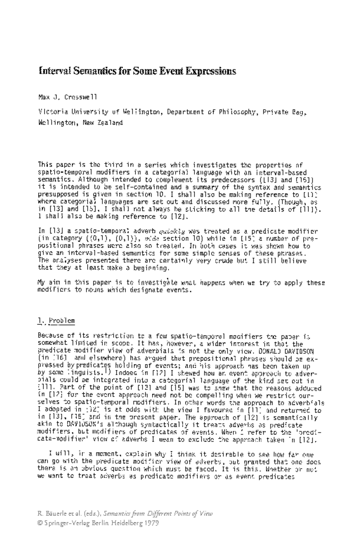 Cresswell 1979 Interval Semantics For Some Event Expressions Interval Semantics For Some Event