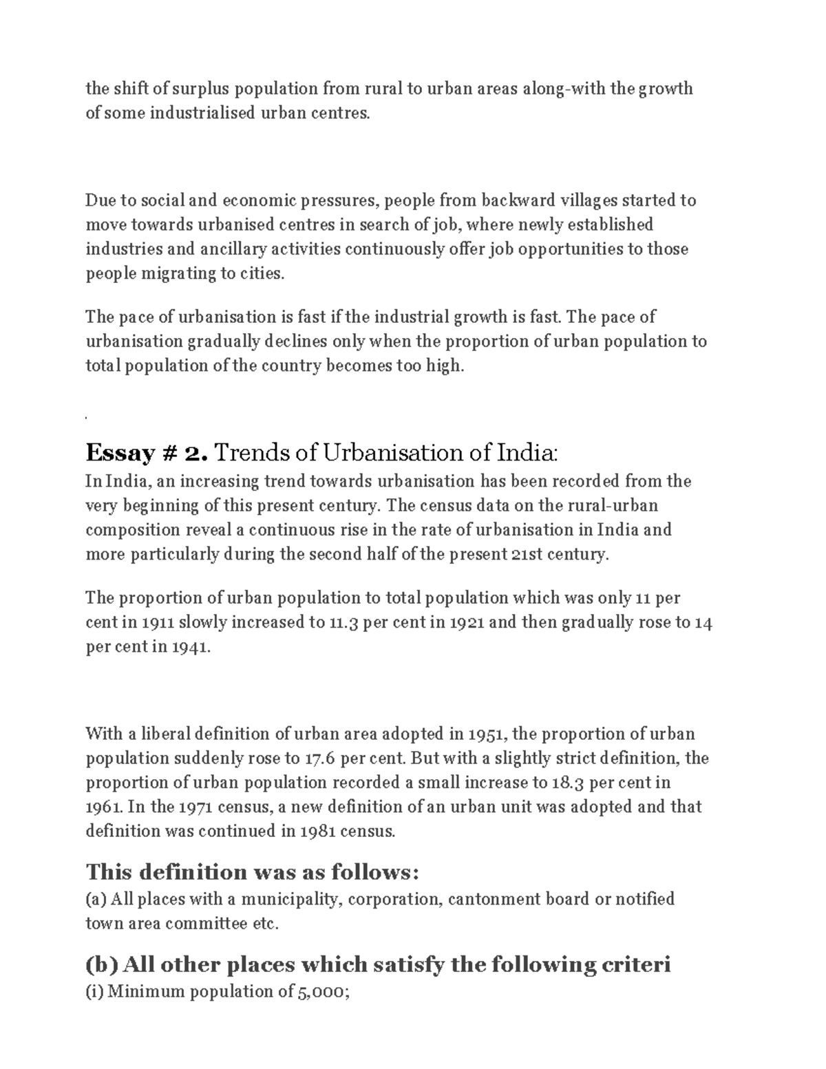 Economics 5thsem 2 - the shift of surplus population from rural to ...