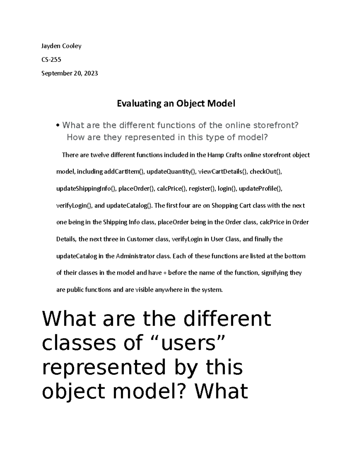 4-2 Assignment - Jayden Cooley CS- September 20, 2023 Evaluating an ...