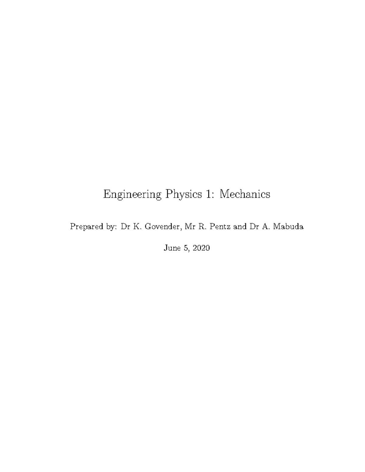 Physics notes -Mechanics - Engineering Physics 1: Mechanics Prepared by ...