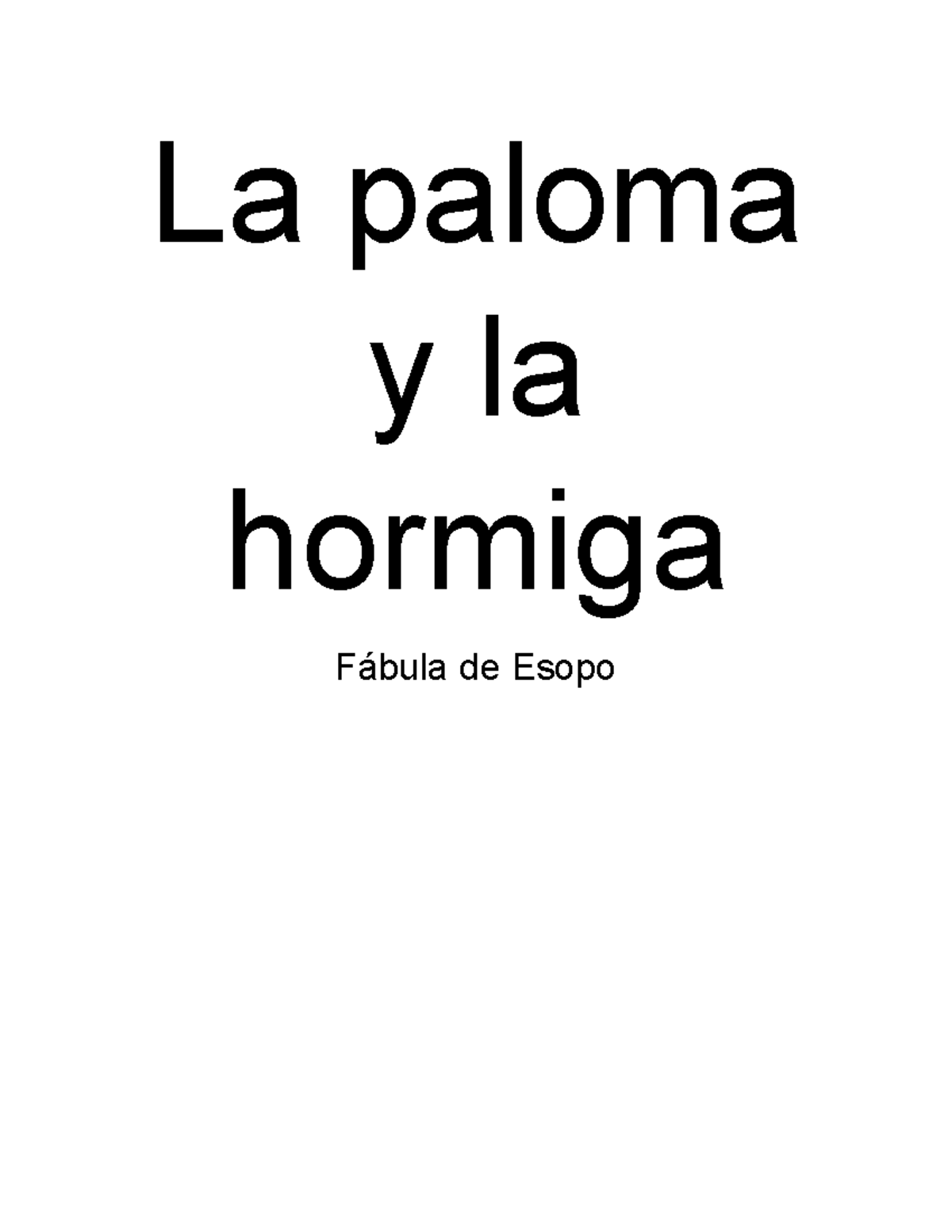La paloma y la hormiga - libro infantil - La paloma y la hormiga Fábula ...