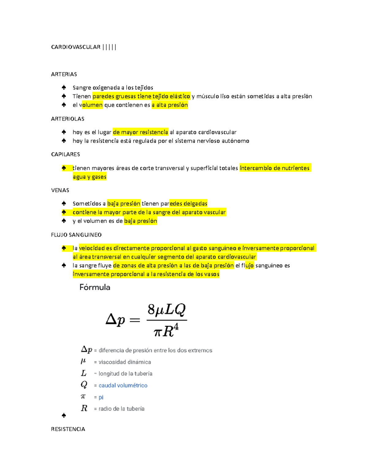 Cardiovascular - apunte - CARDIOVASCULAR ||||| ARTERIAS Sangre ...