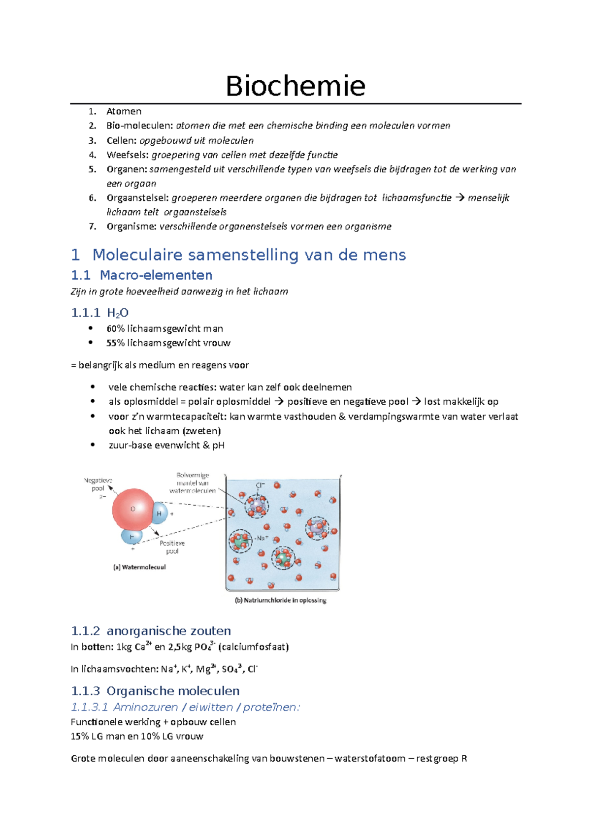 Biochemie - biomedische wetenschappen - Biochemie Atomen Bio-moleculen ...