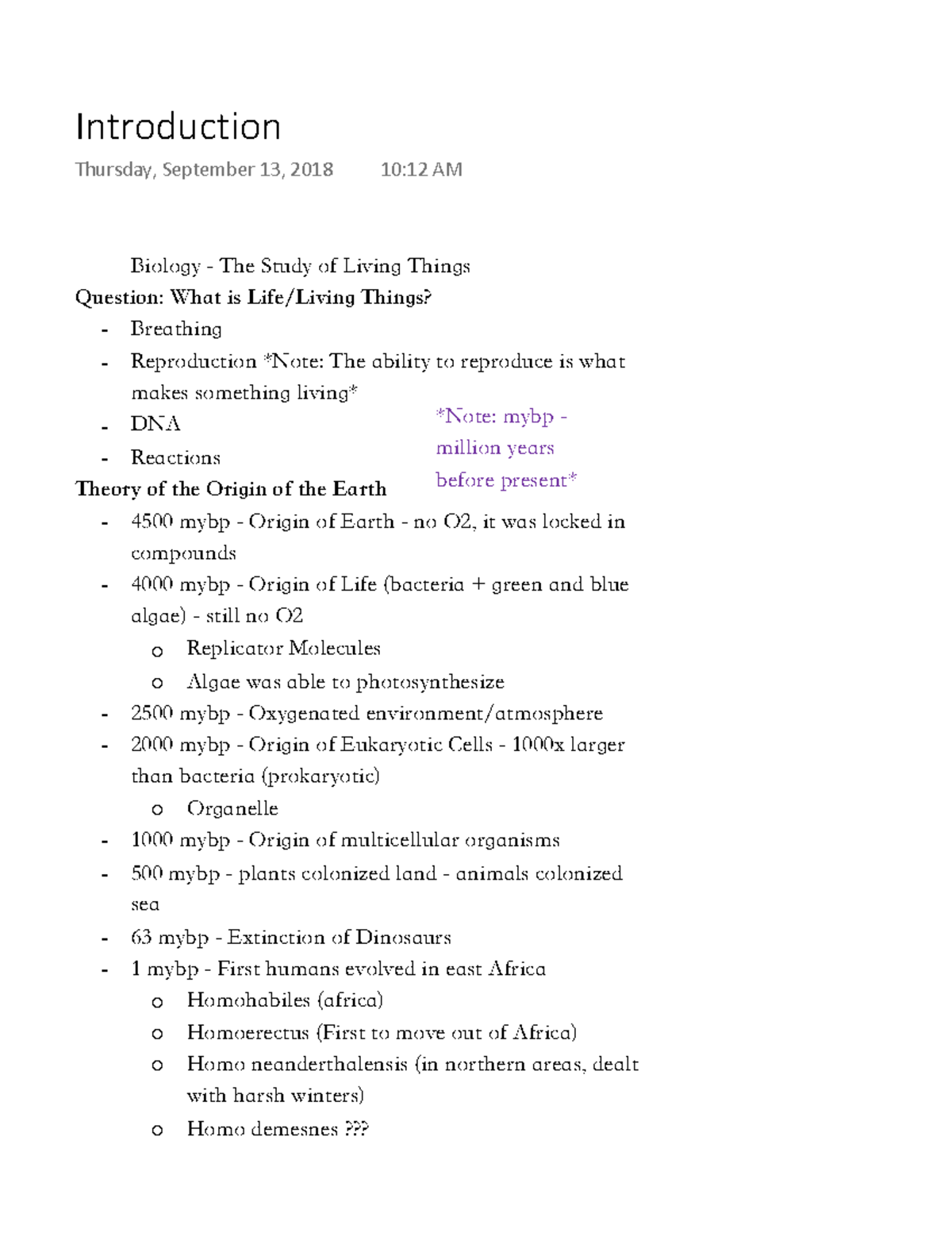 Introduction - In person complete class notes. Fall 2018 - Mallory ...