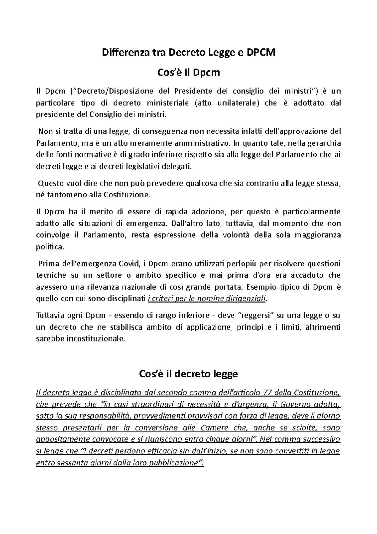 Differenza tra Decreto Legge e DPCM - Differenza tra Decreto Legge e ...