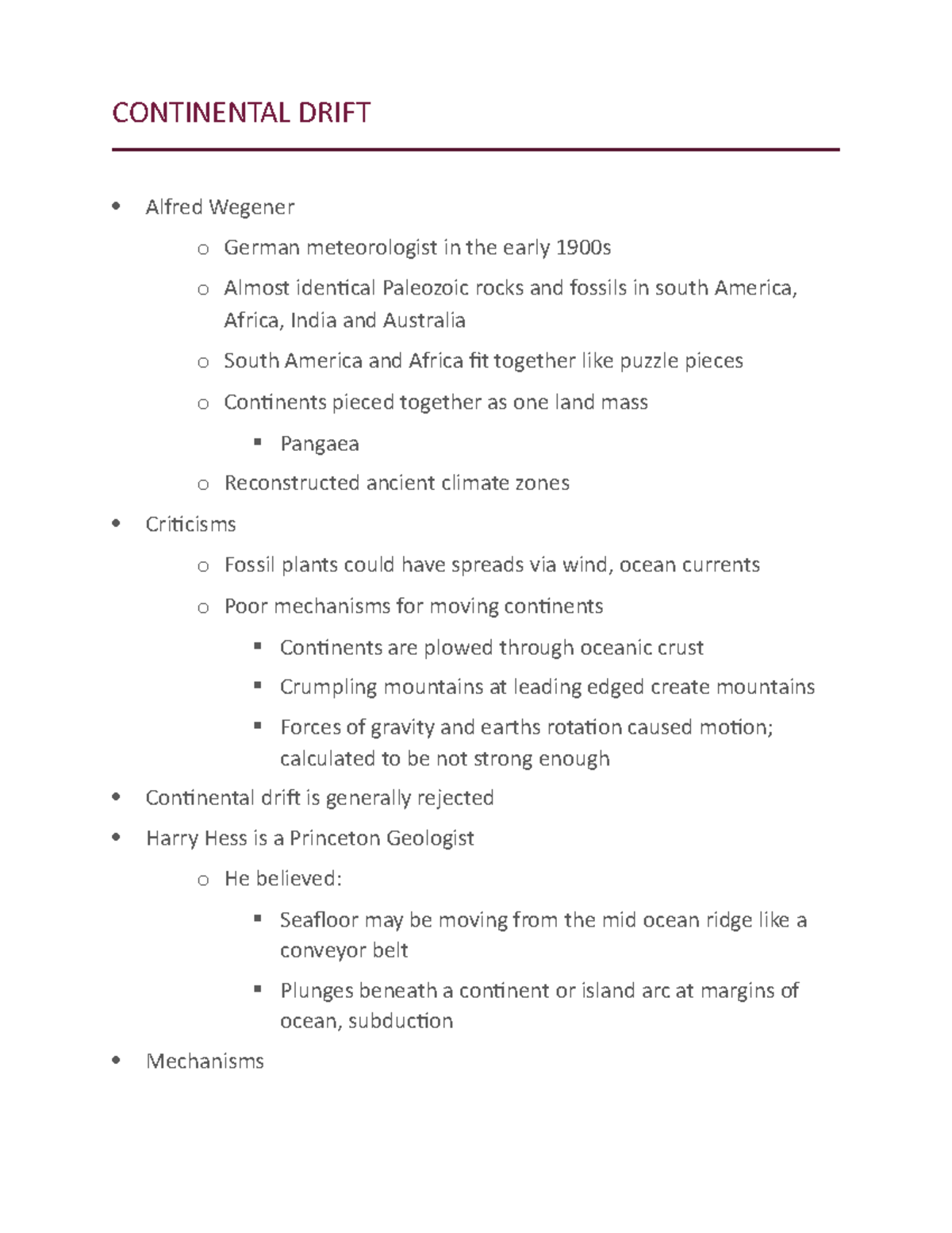 Continental drift - credit: professor sincavage - CONTINENTAL DRIFT ...