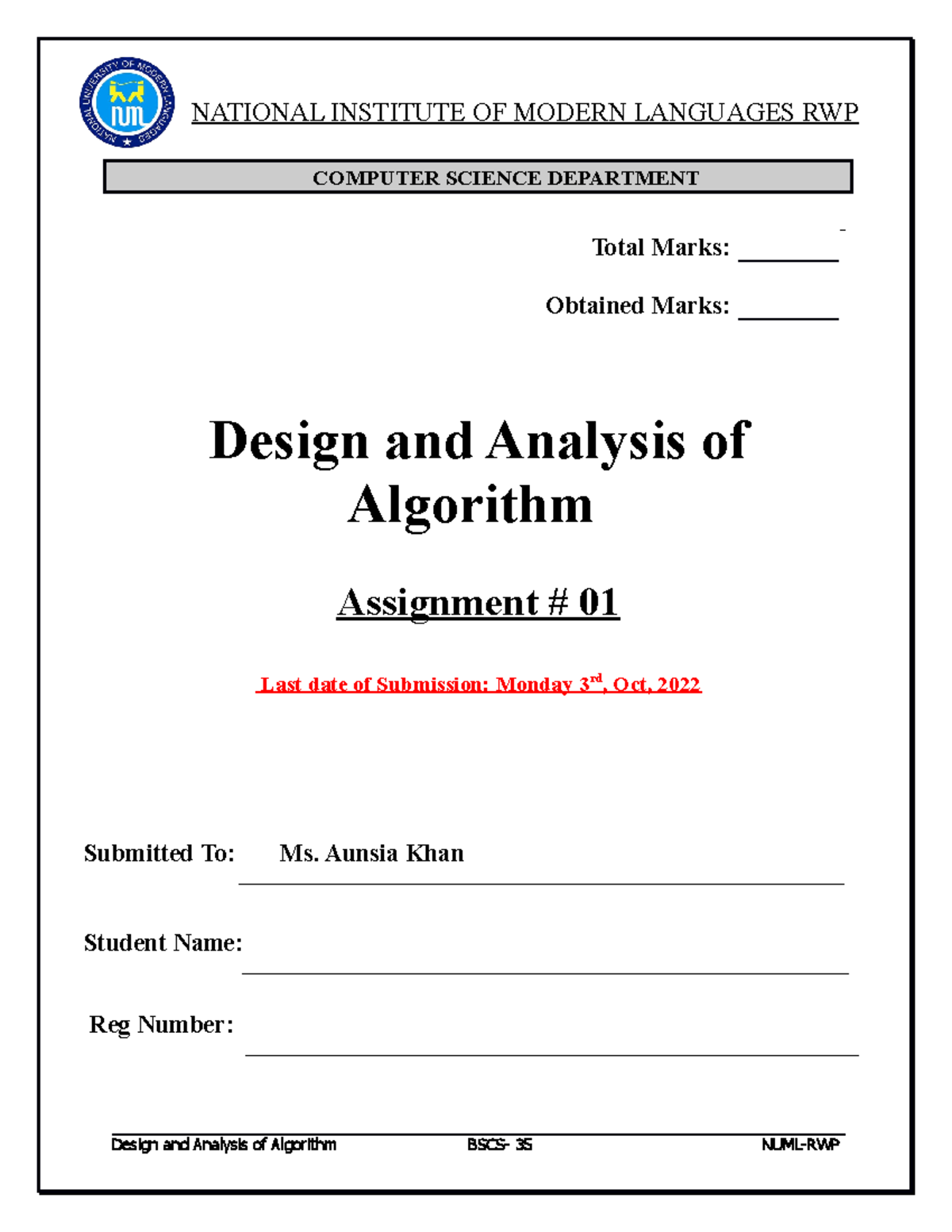 DAA Assignment 01 dc9833a705b613f03449 d70f91b6155c - NATIONAL ...