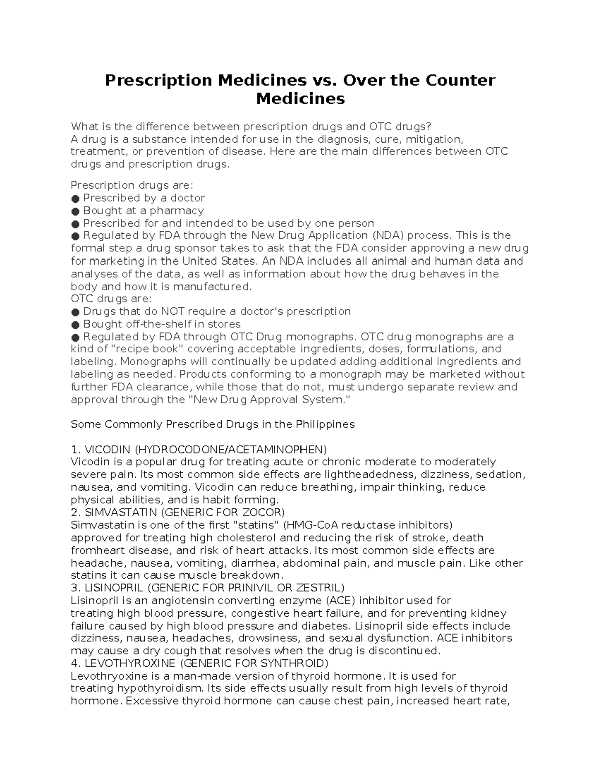 Report no 2 at science 9 - Prescription Medicines vs. Over the Counter ...