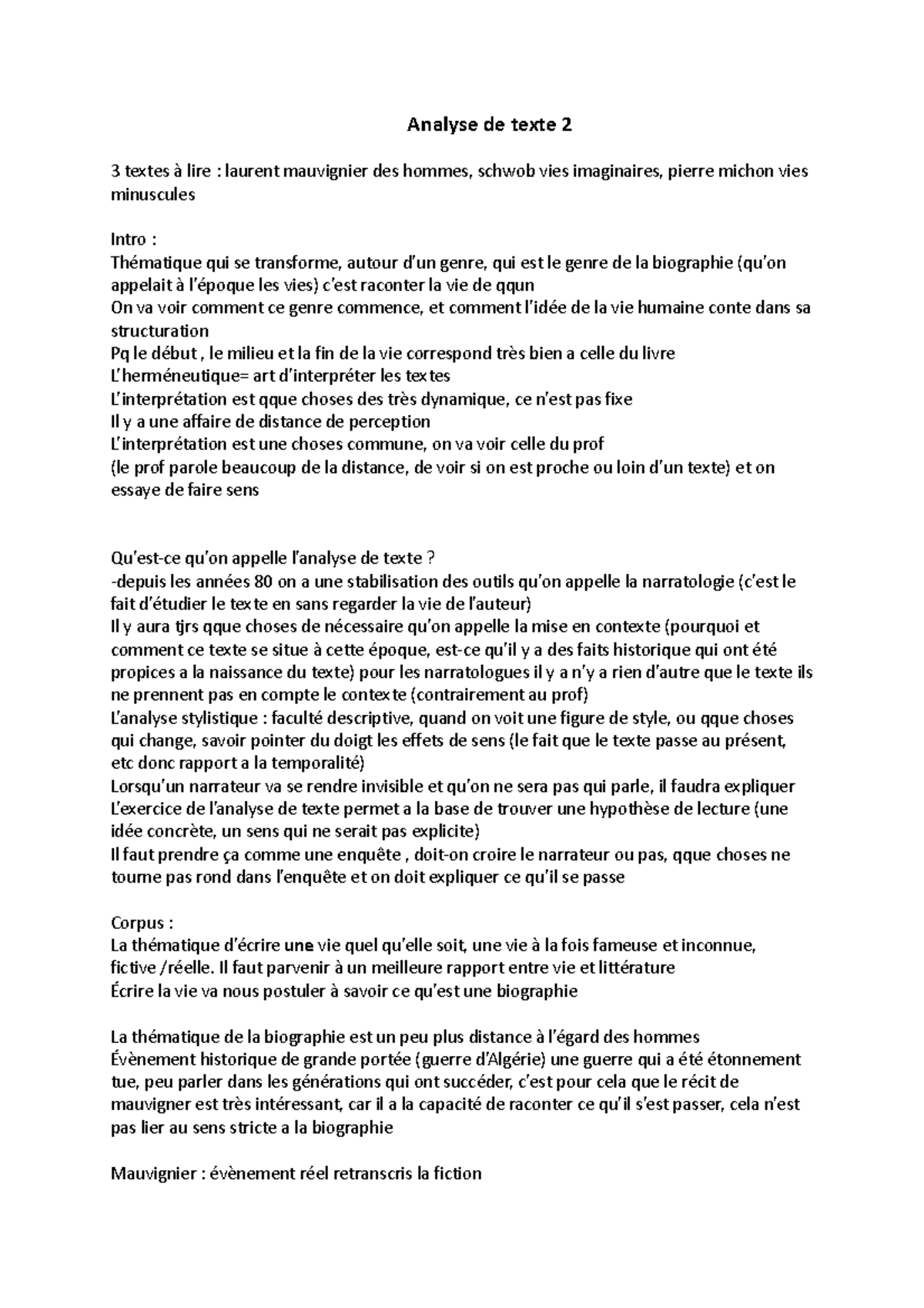 Analyse de texte 2 - Il faut parvenir à un meilleure rapport entre vie ...