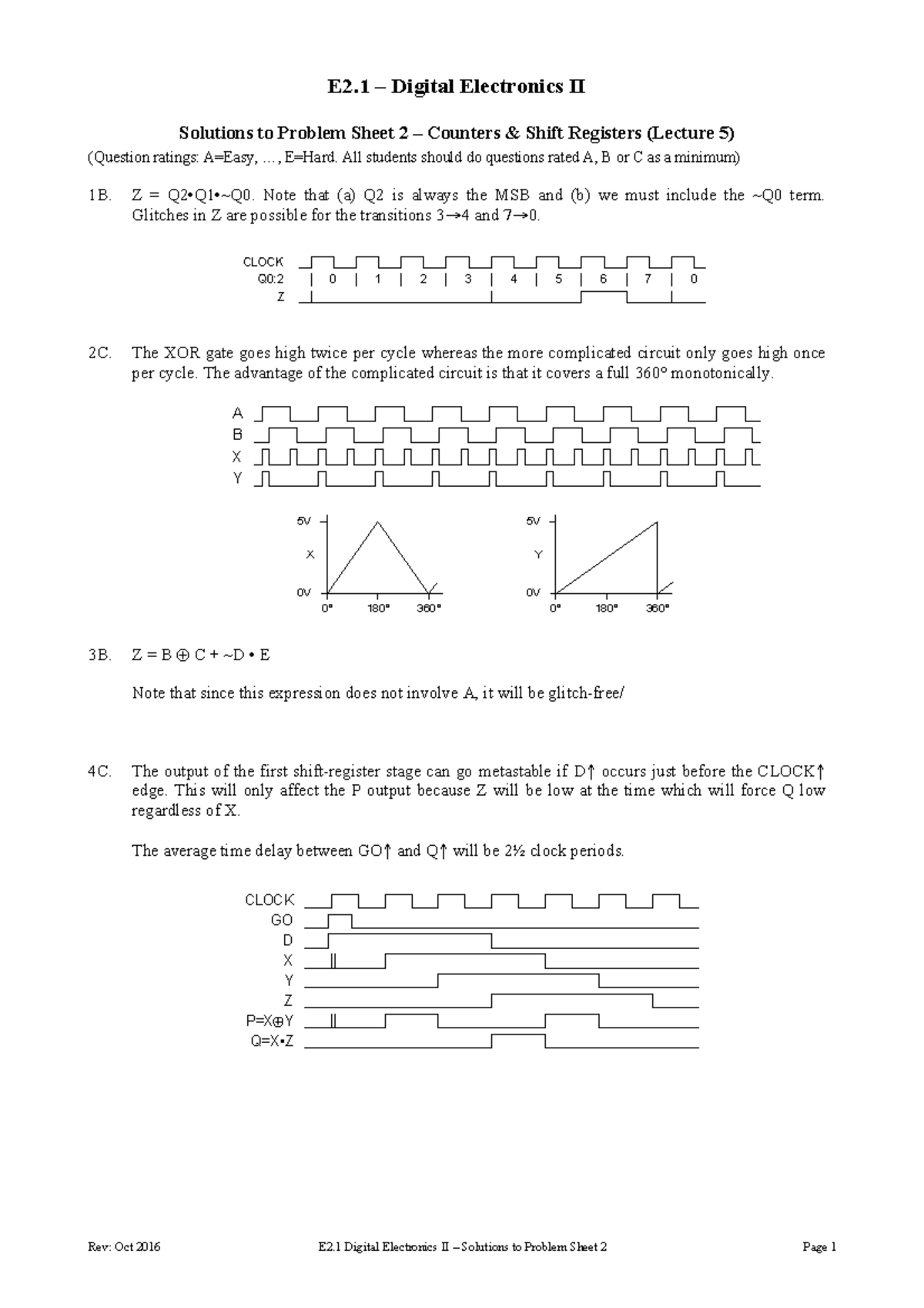 2017 2018 Tutorial Sheet 2 Counters And Shift Registers Solutions E2 Digital Electronics 