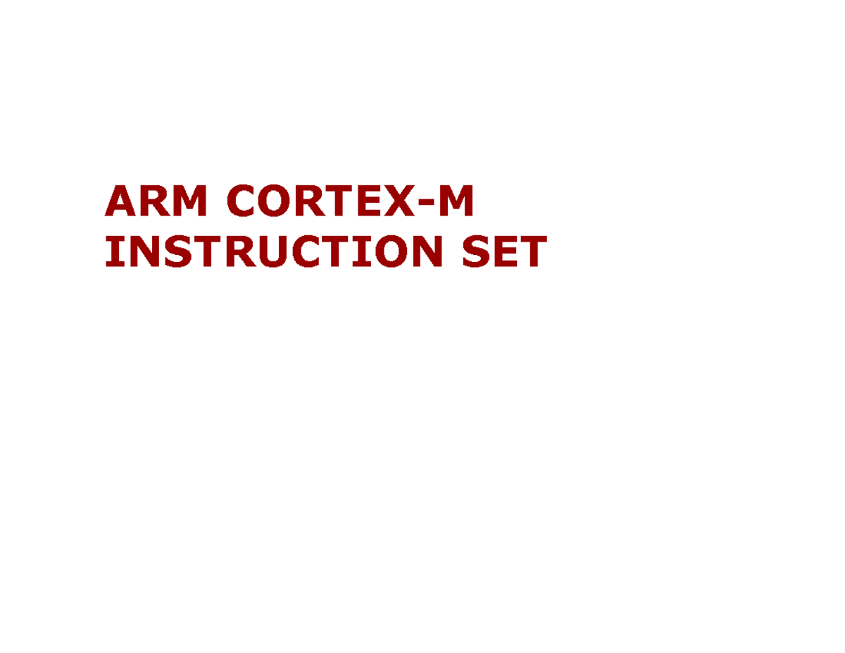 03-Instruction Set - ARM CORTEX-M INSTRUCTION SET Outline Data Movement ...