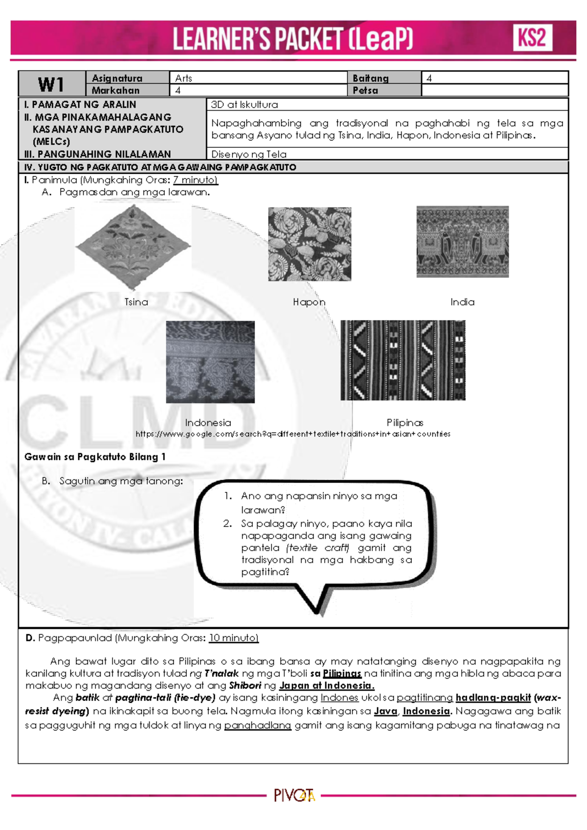 Q4 Arts 4 Week1 - Quarter 4 Arts Geade 4 Week 1 - W Asignatura Arts ...