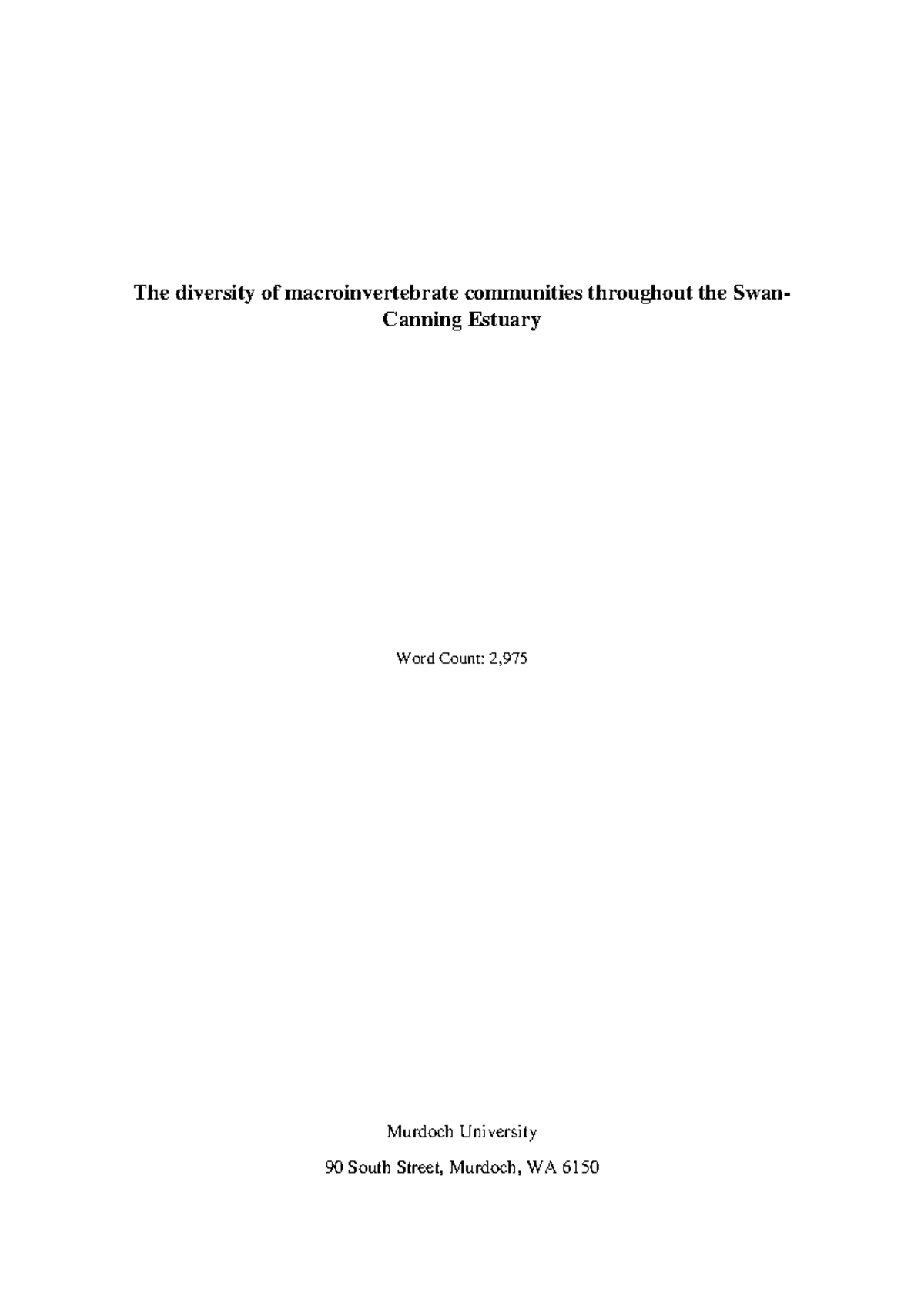 ENV241 Aquatic Invertebrates Scientific Report - The diversity of ...