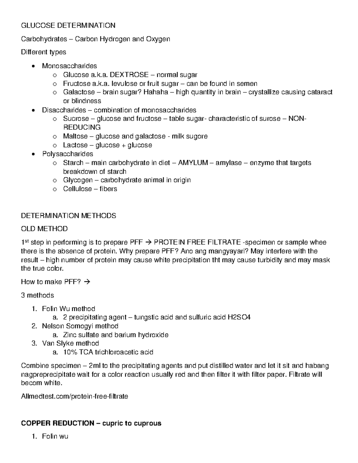 Glucose Determination - GLUCOSE DETERMINATION Carbohydrates – Carbon ...