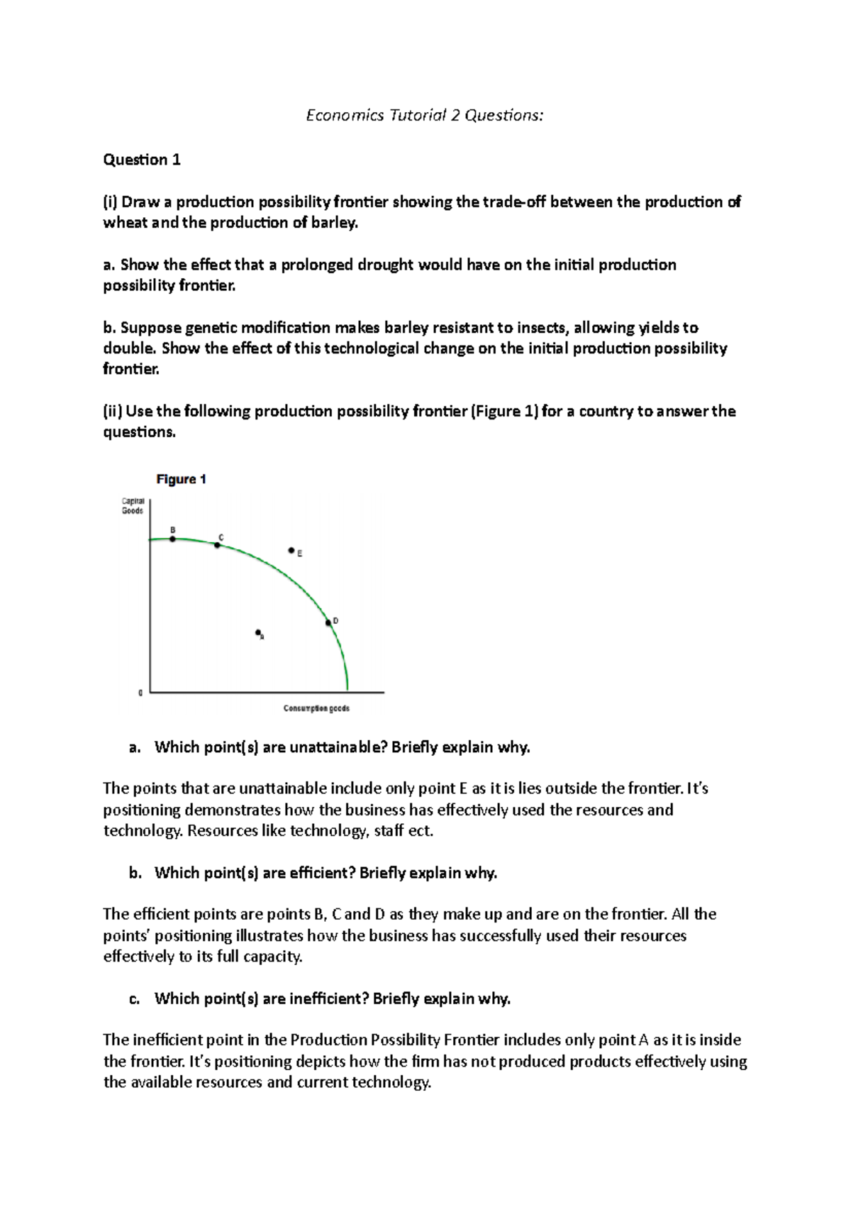 Economics Tutorial 2 Questions - Economics Tutorial 2 Questions ...